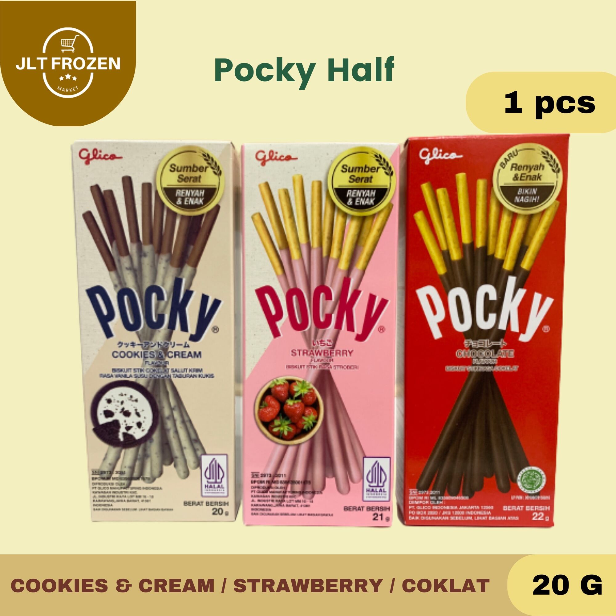 Glico Pocky Stik Biskuit Coklat / Strawberry/ Cookie&Cream Mini Size ...
