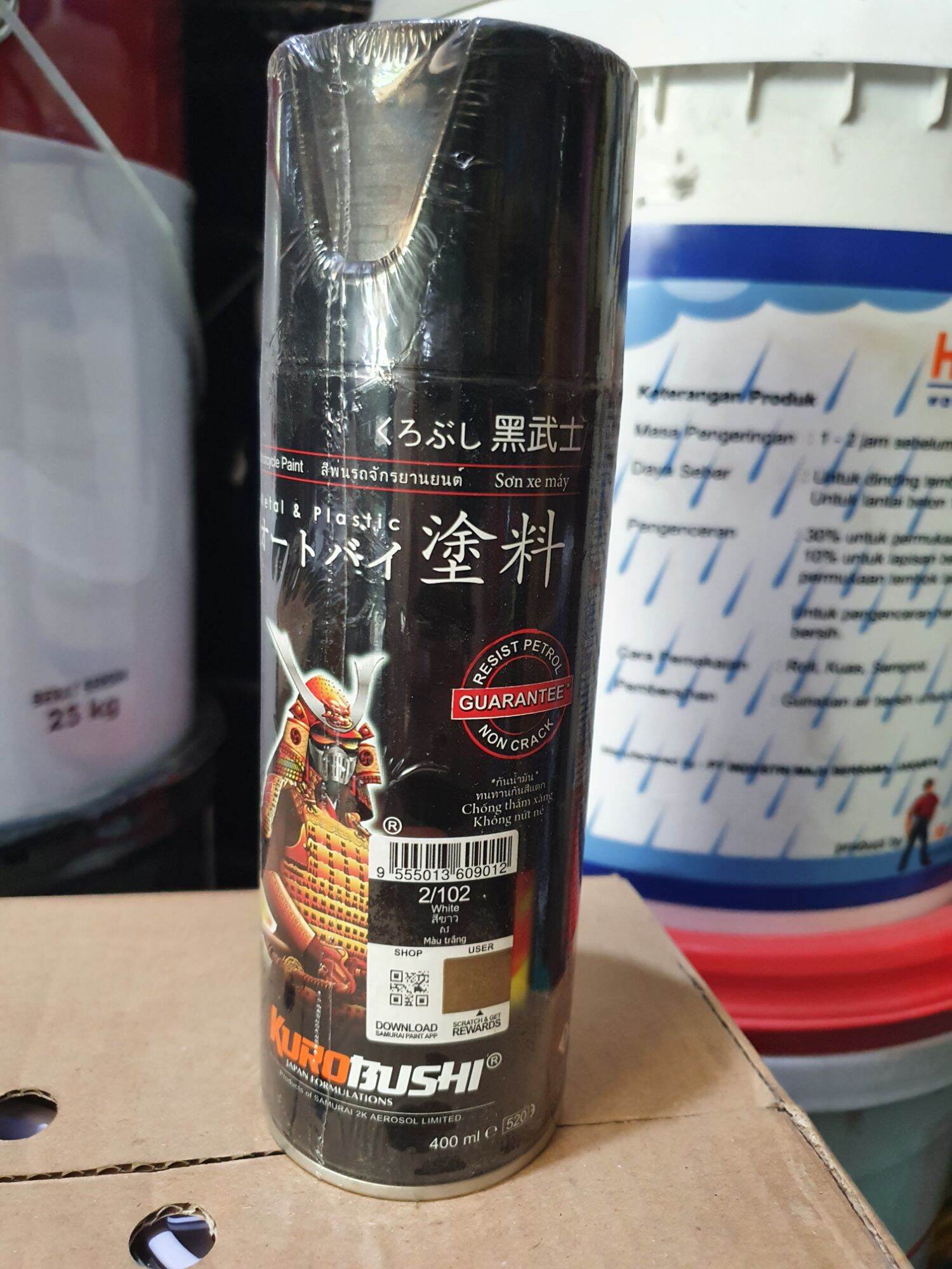 PILOX / PILOX CAT SEMPROT SAMURAI / MOTORCYLE PAINT ( WHITE / PUTIH ) 102 ISI 400 ML pilok ...