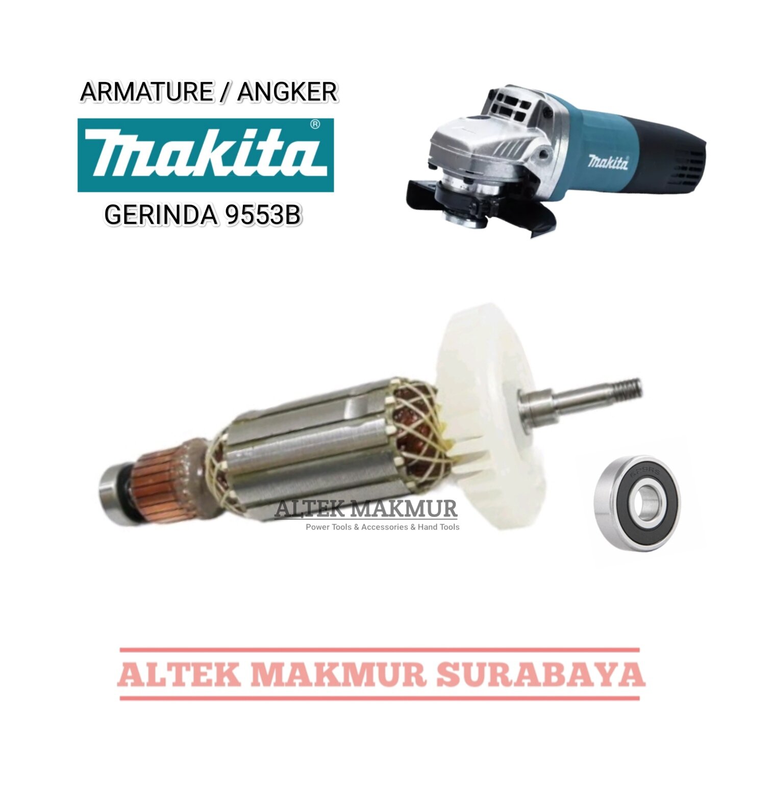 Sparepart Armature Mesin Gerinda Makita 9553B / 9554 / Angker Dinamo Gurinda Makita 9553 B ...