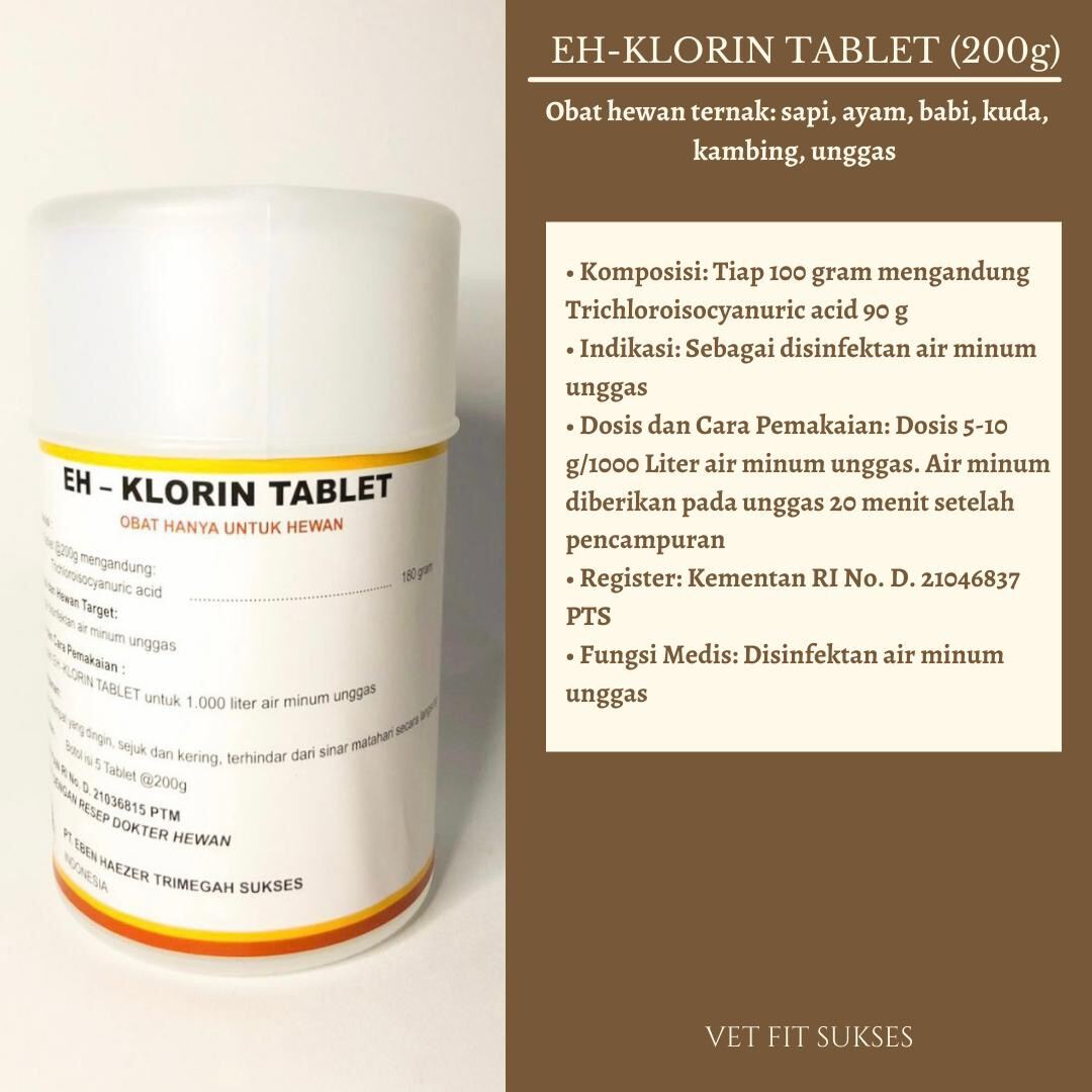 EH-KLORIN TABLET 200gr - Obat Hewan Ternak Sapi Ayam Babi Kuda Kambing ...