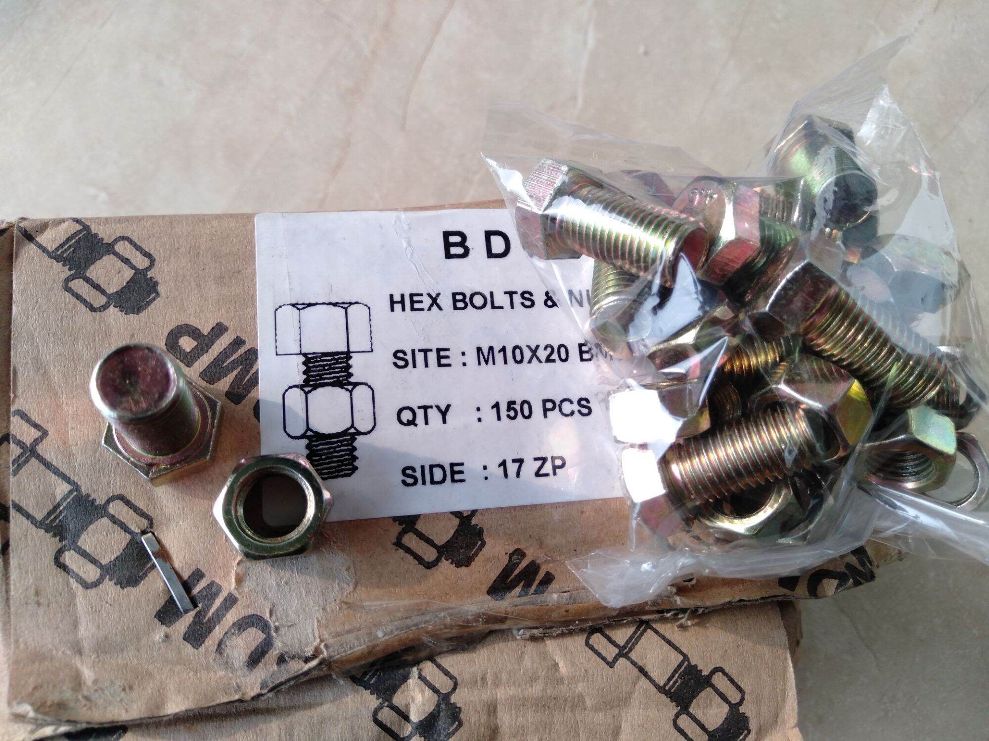 baut mur kuning hex bolt m 10 x 20 per 10 pcs kunci 14 | Lazada Indonesia