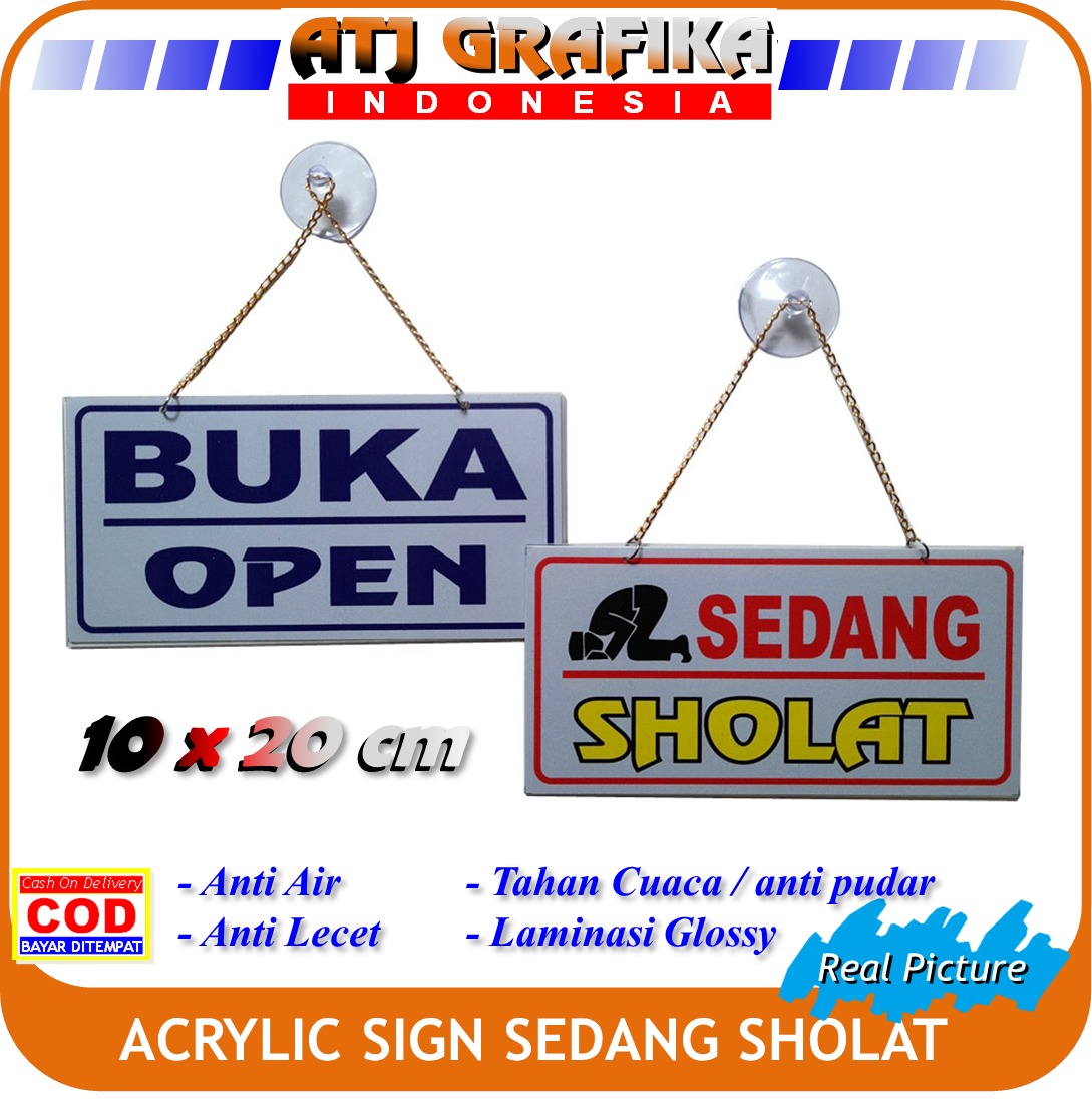 Papan petunjuk sedang sholat acrylic sign tulisan pintu kaca toko ...