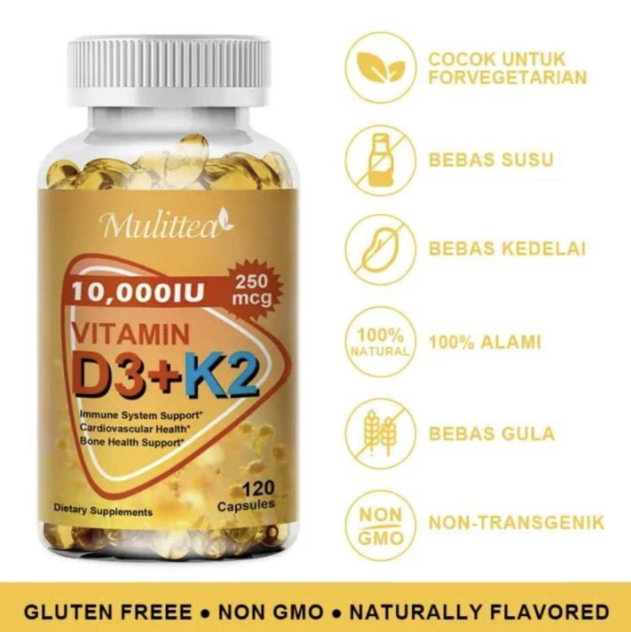 Vitamin D3 K2 10,000 IU Original For Bone & Joint Vitamin K2+D3 ...