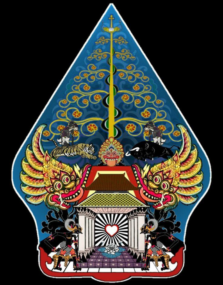 hiasan dinding lukisan cetak gunungan wayang biru plus bingkai ukuran ...