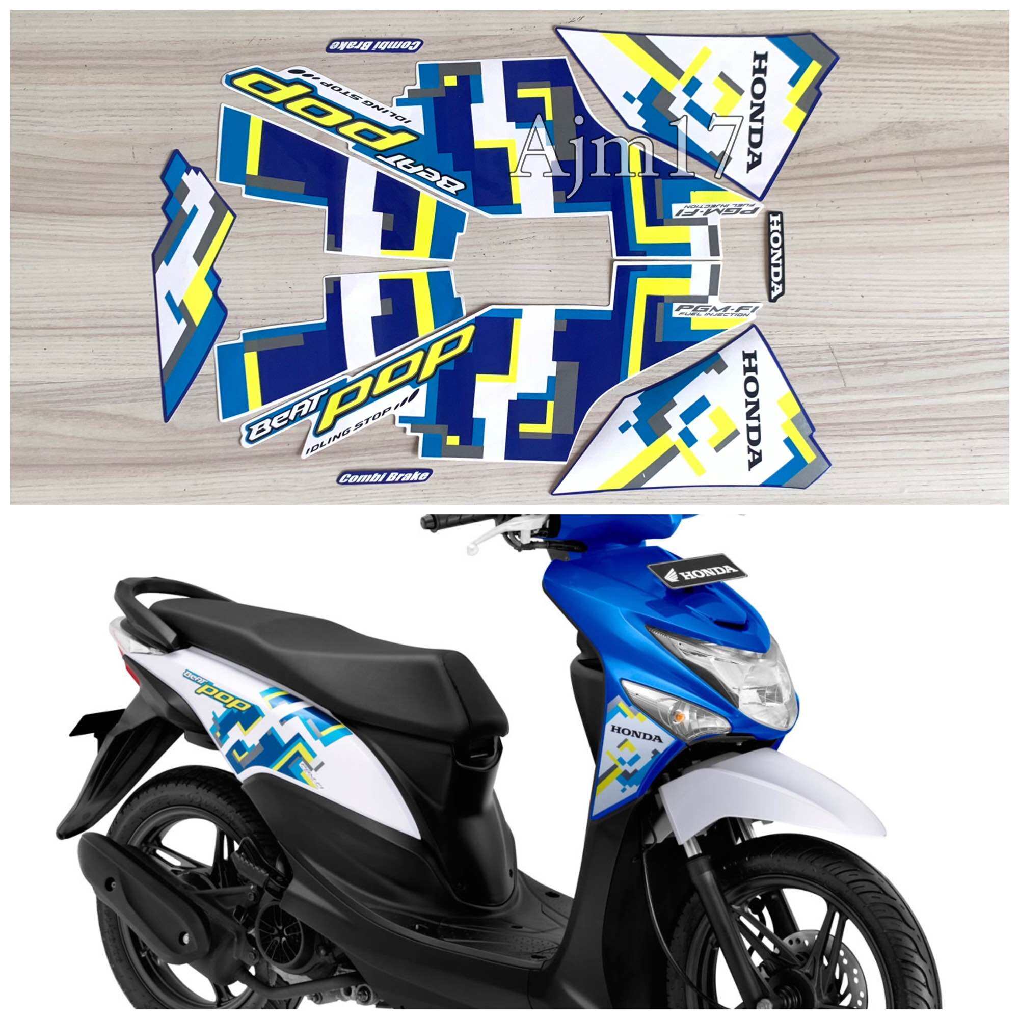 STIKER STRIPING BEAT POP 2016 BIRU | Lazada Indonesia