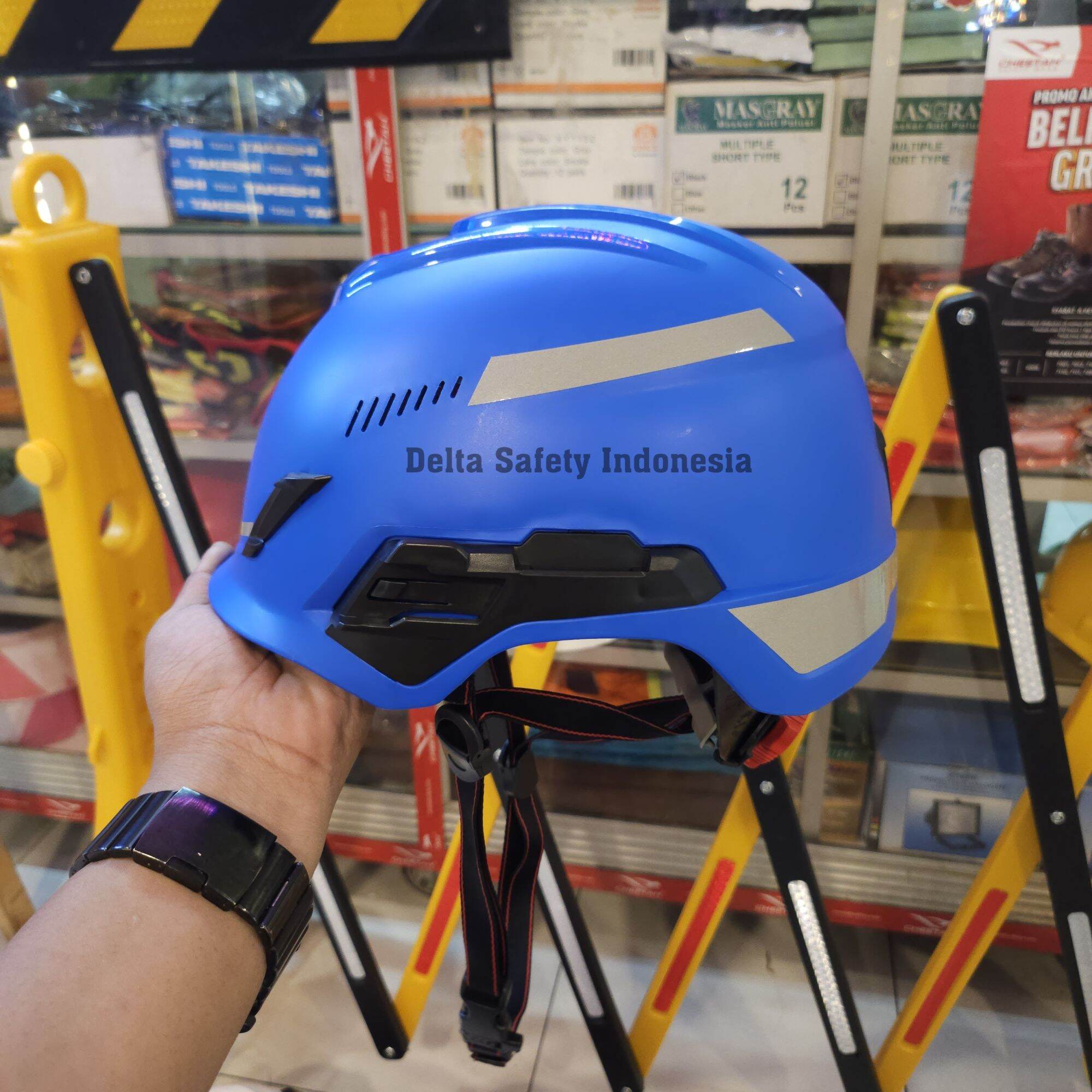 Helm Safety MSA V-Gard H1 Trivent Biru Lokal Fastrack SNI Safety Helmet ...