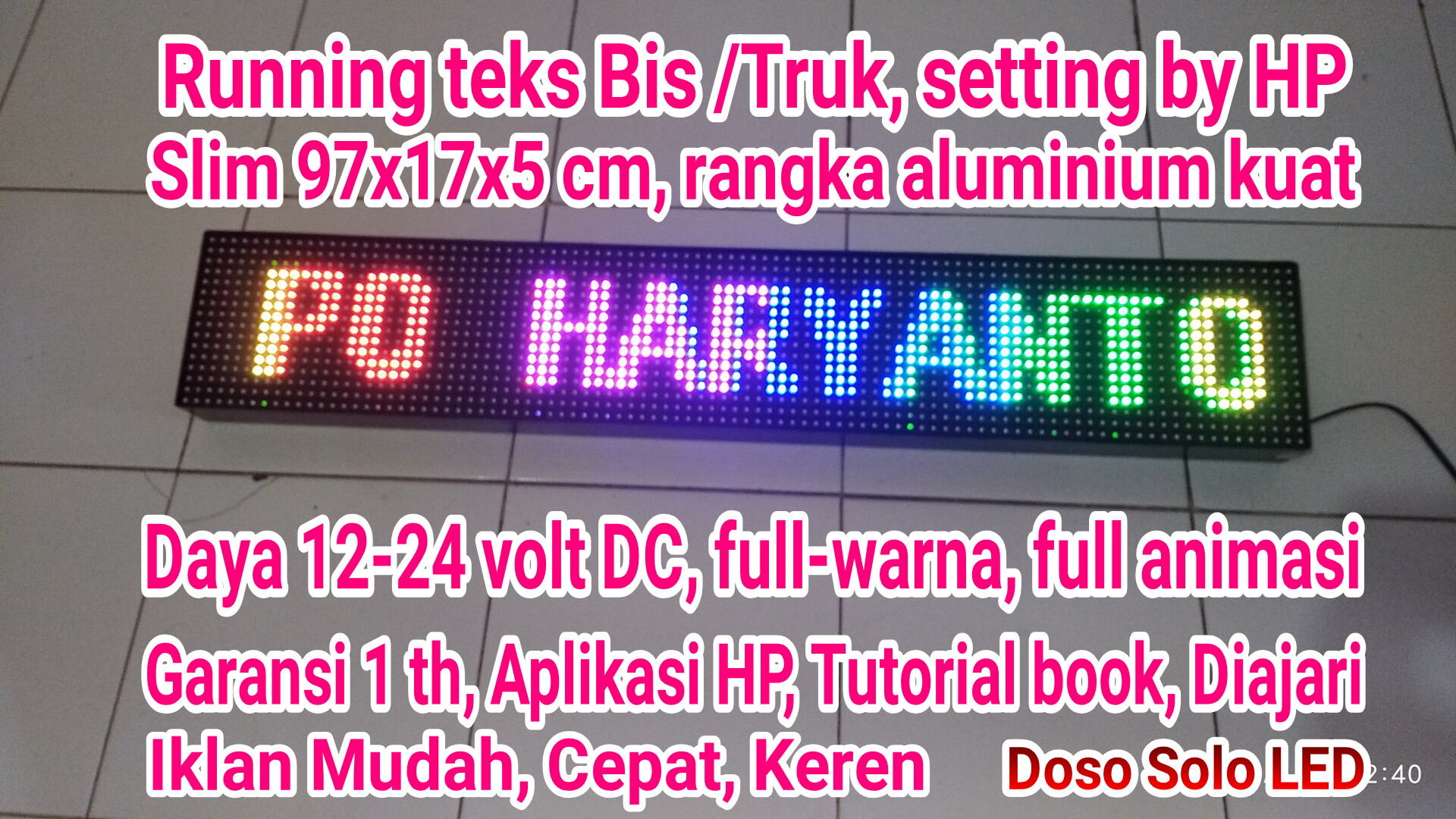 12-24 volt running teks Bus/truk, berwarna slim 97x17 cm, setting by ...