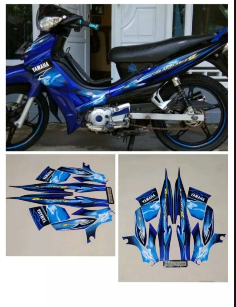STIKER STRIPING & LIS BODY YAMAHA JUPITER Z BURHAN 2008 CW BIRU HITAM ...