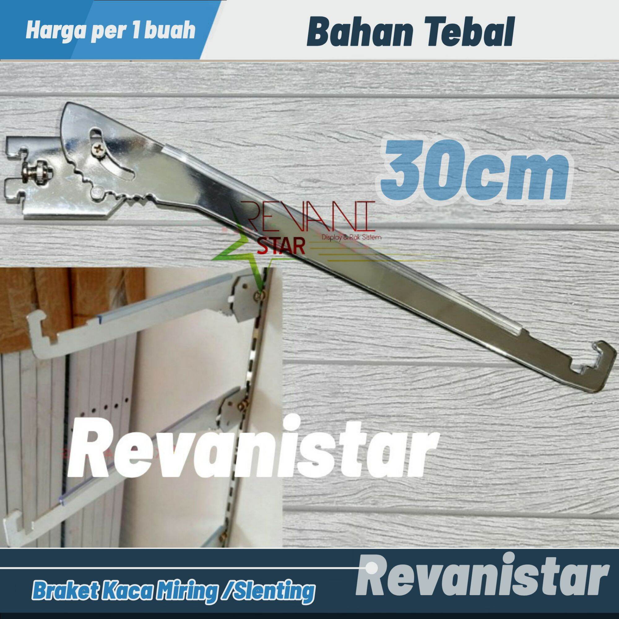 Ukuran 30cm Siku kaca miring untuk rak sepatu sandal braket slenting ...