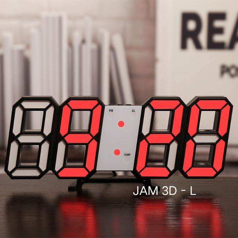 JAM DINDING DIGITAL LED/JAM MEJA ALARM SUHU/JAM 3D LED BESAR MODERN ...