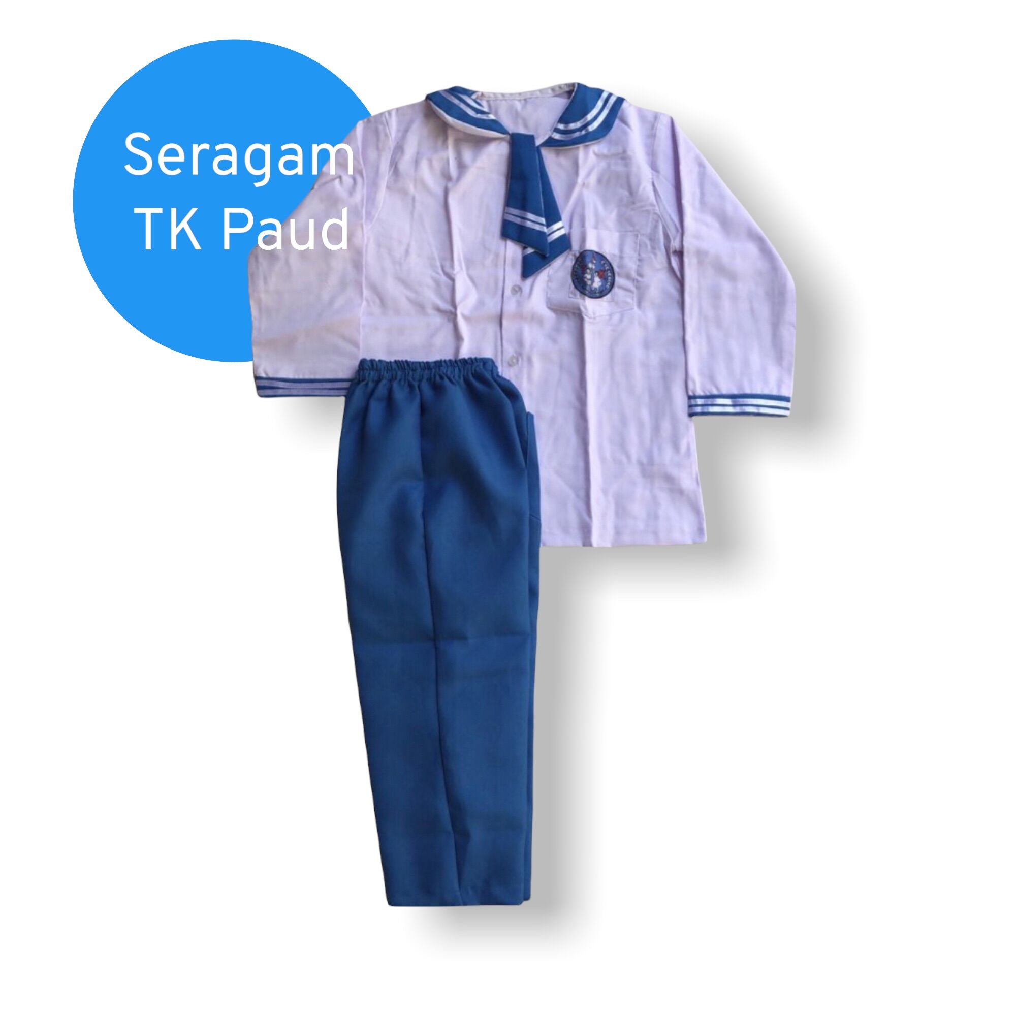 Seragam TK Paud Biru Putih Model Sailor Panjang Putra | Lazada Indonesia