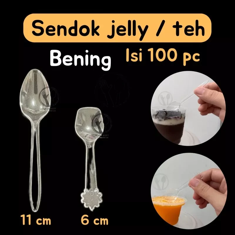SENDOK JELLY SENDOK PUDING BENING TRANSPARAN SENDOK PLASTIK KECIL ...