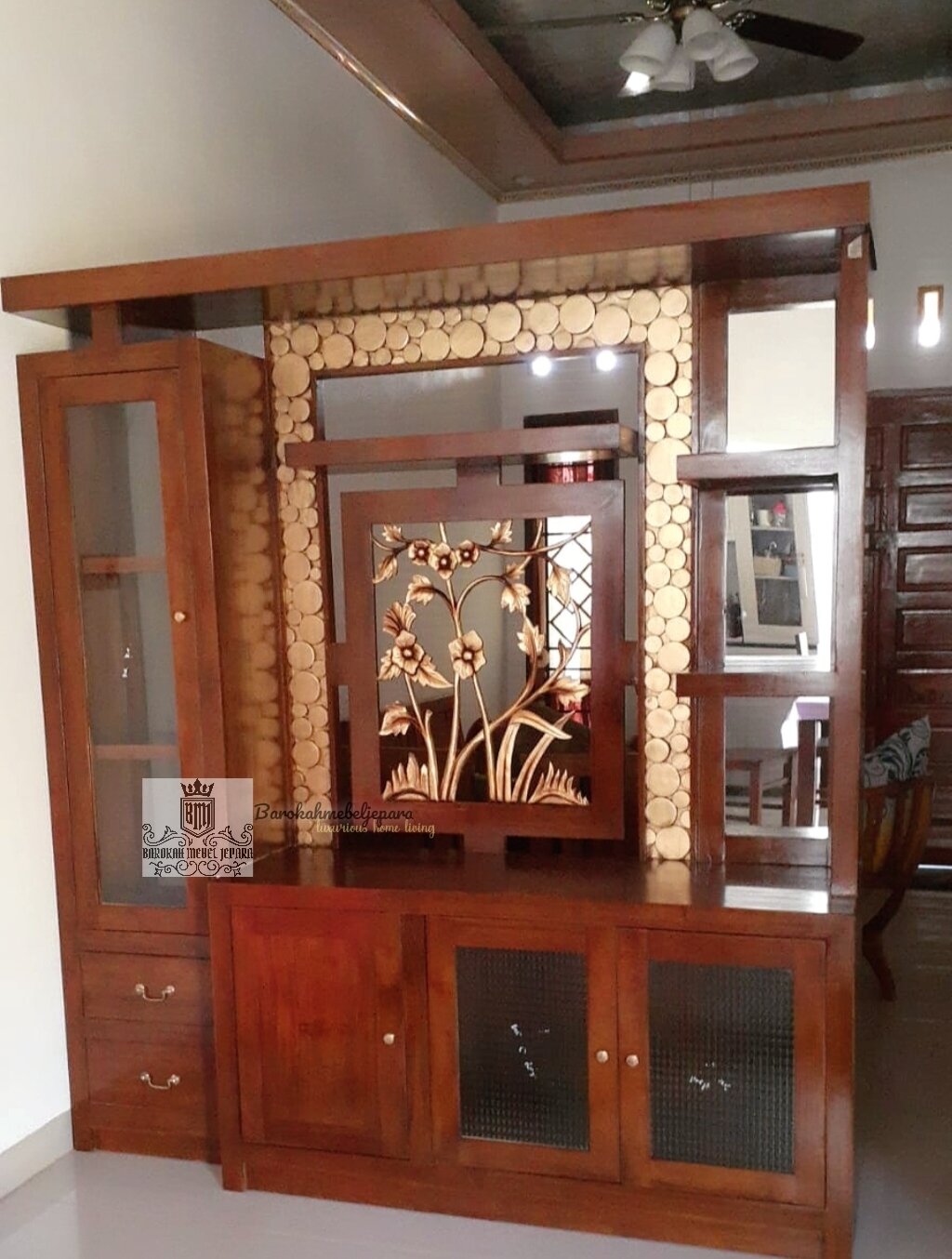 bufet partisi tv jati 180cm penyekat ruangan minimalis | Lazada Indonesia