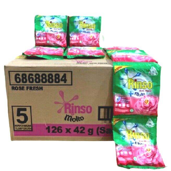 Rinso Molto Sachet Bubuk HIJAU / ROSE FRESH 38Gr 1 Dus / Karton isi 126 ...