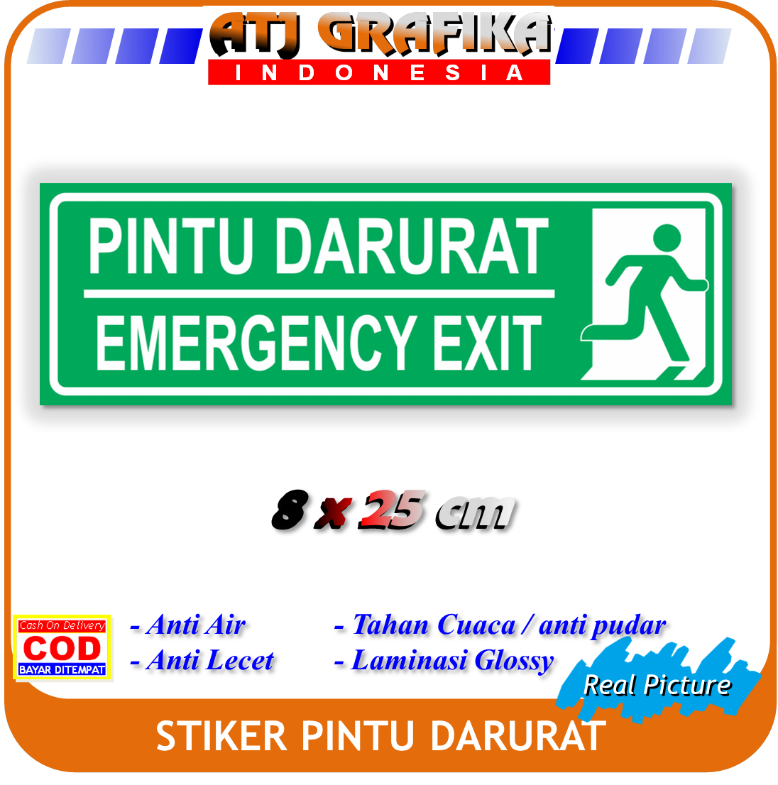 Stiker pintu darurat sticker Emergency exit prosedur k3 | Lazada Indonesia