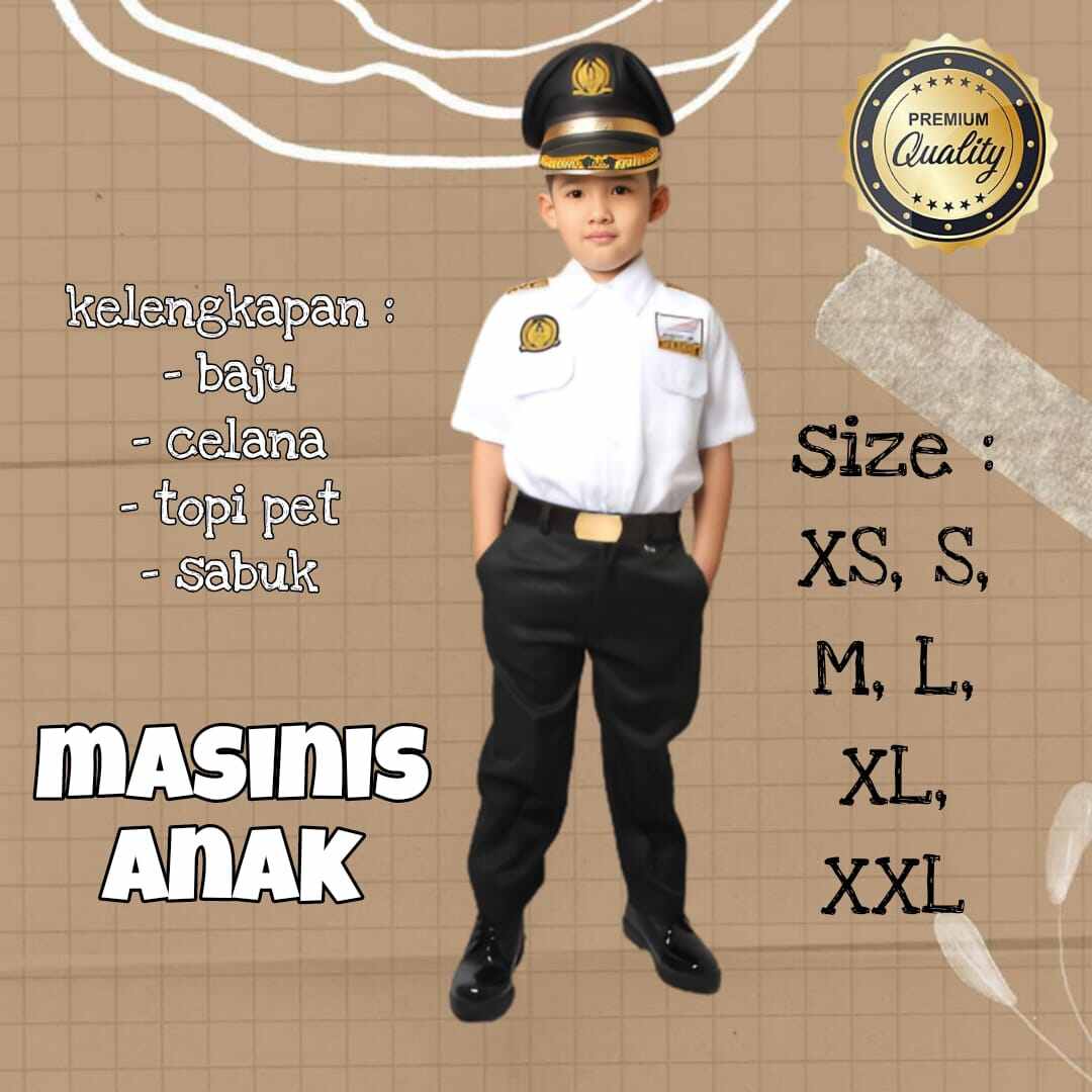 kostum pofesi anak masinis, seragam anak masinis kereta api indonesia ...