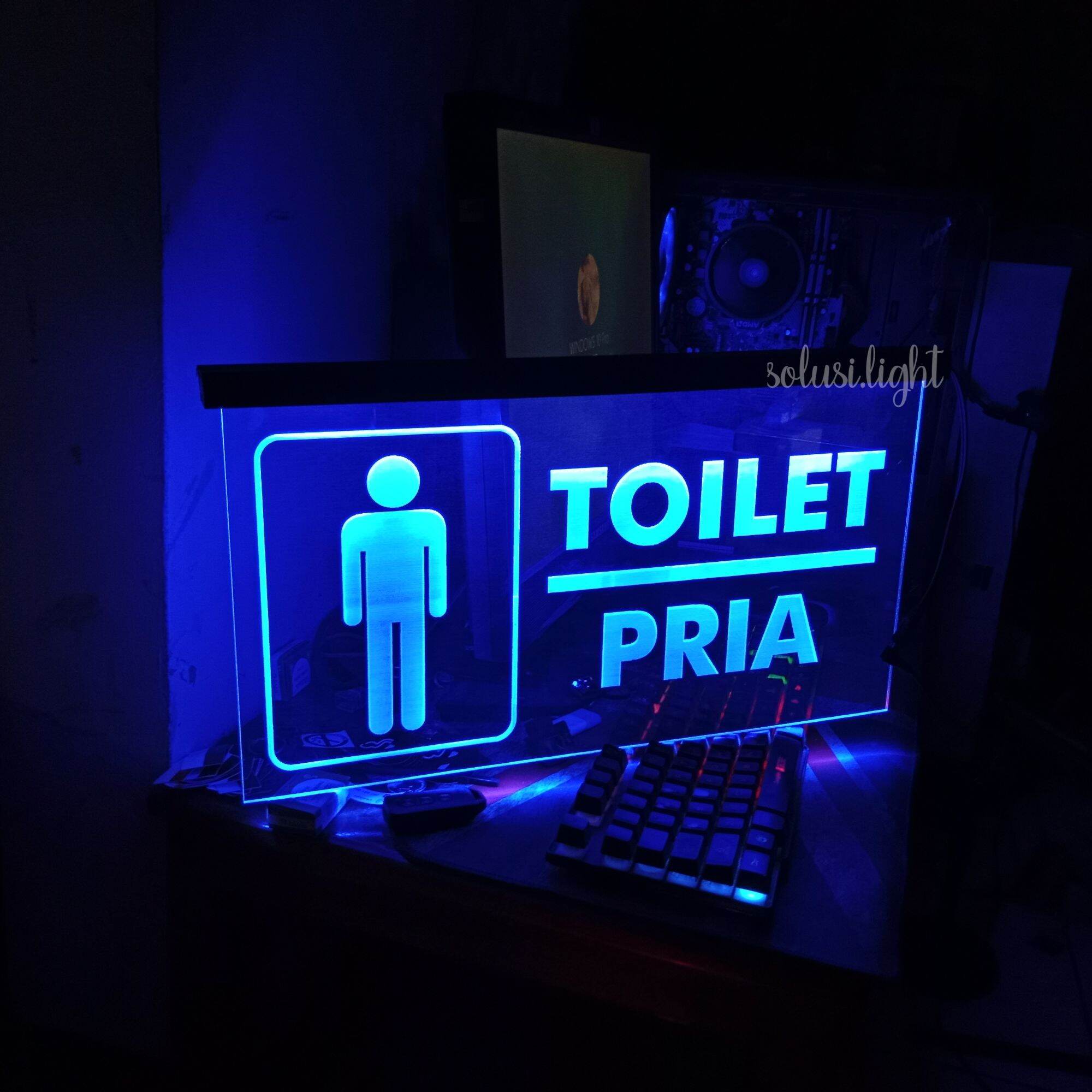 Lampu Akrilik TOILET - Tulisan TOILET LED Penanda Kamar Mandi Akrilik ...
