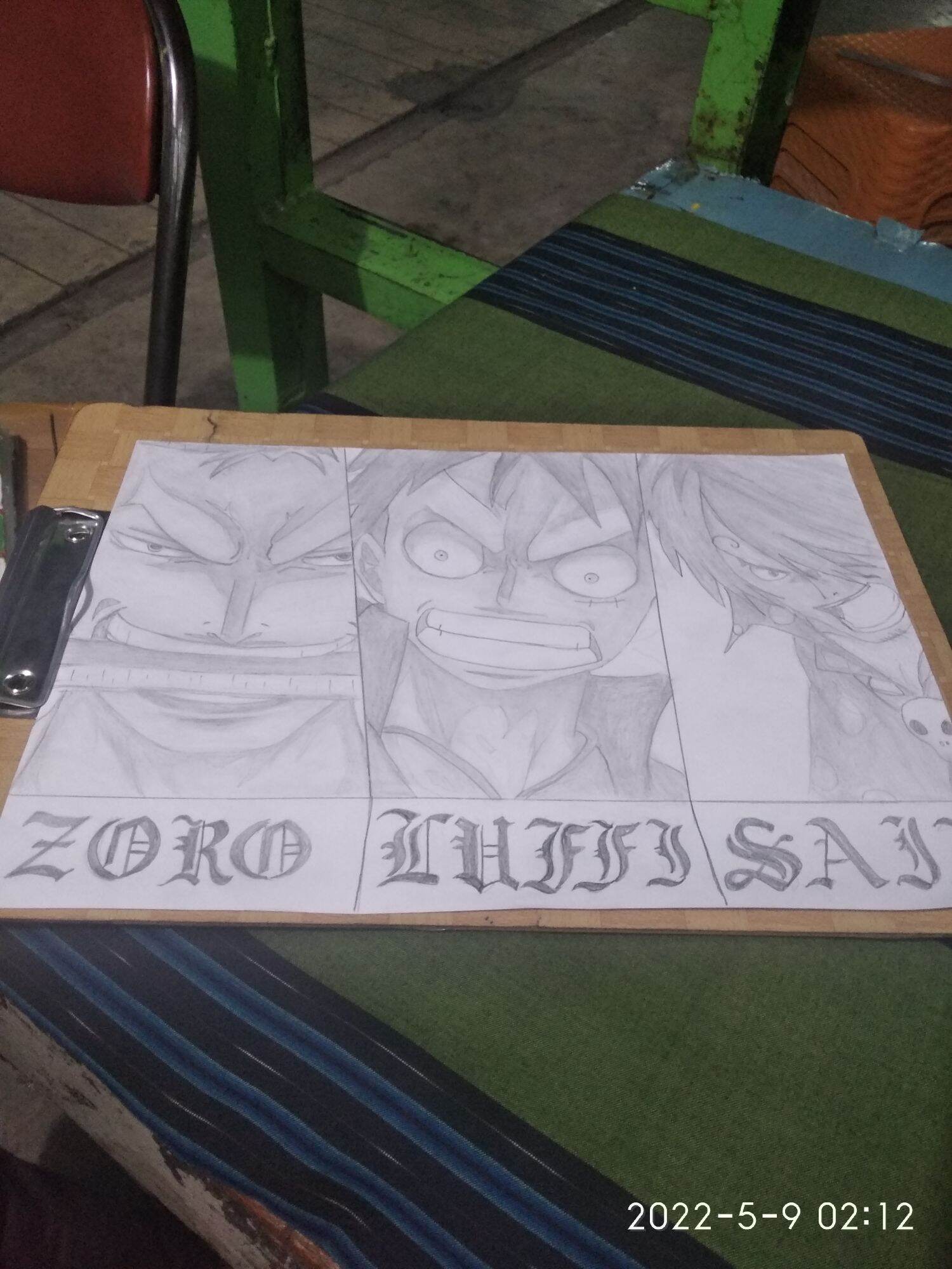 Jual Hasil Sketsa Anime One Piece (Zoro, Luffy, Sanji) | Lazada Indonesia