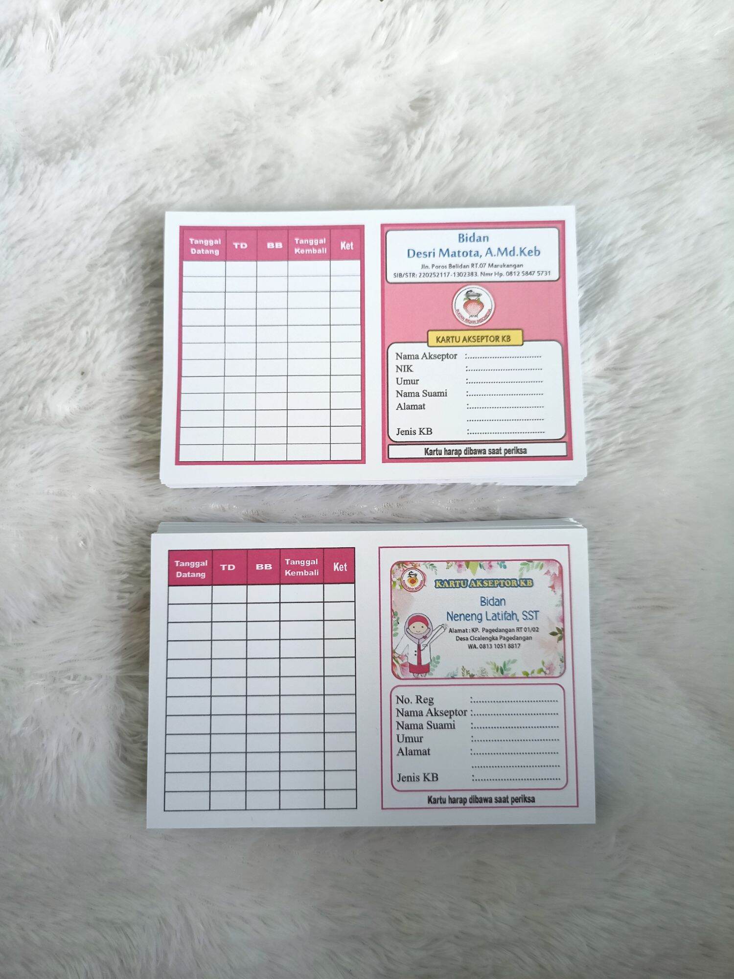 KARTU AKSEPTOR KB (100 pcs) - KARTU KB 2 LIPAT - KARTU KESEHATAN ...