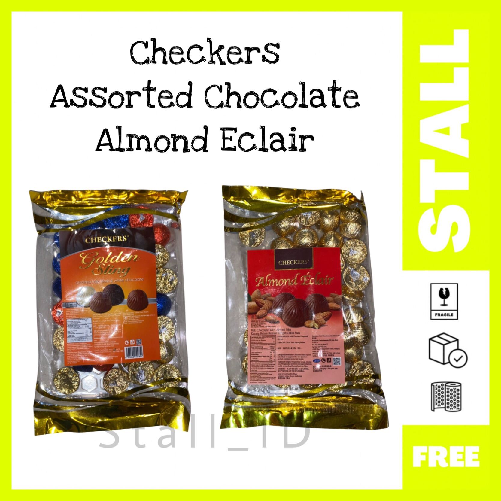 Coklat Checkers Golden Sling Almond Eclair 300gr Milk Chocolate ...