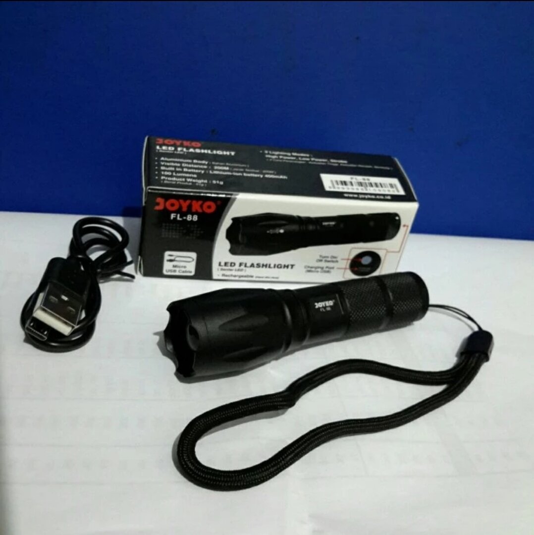 Rechargeable Flashlight FL88 / Senter LED Joyko FL 88 mode Swat Police ...