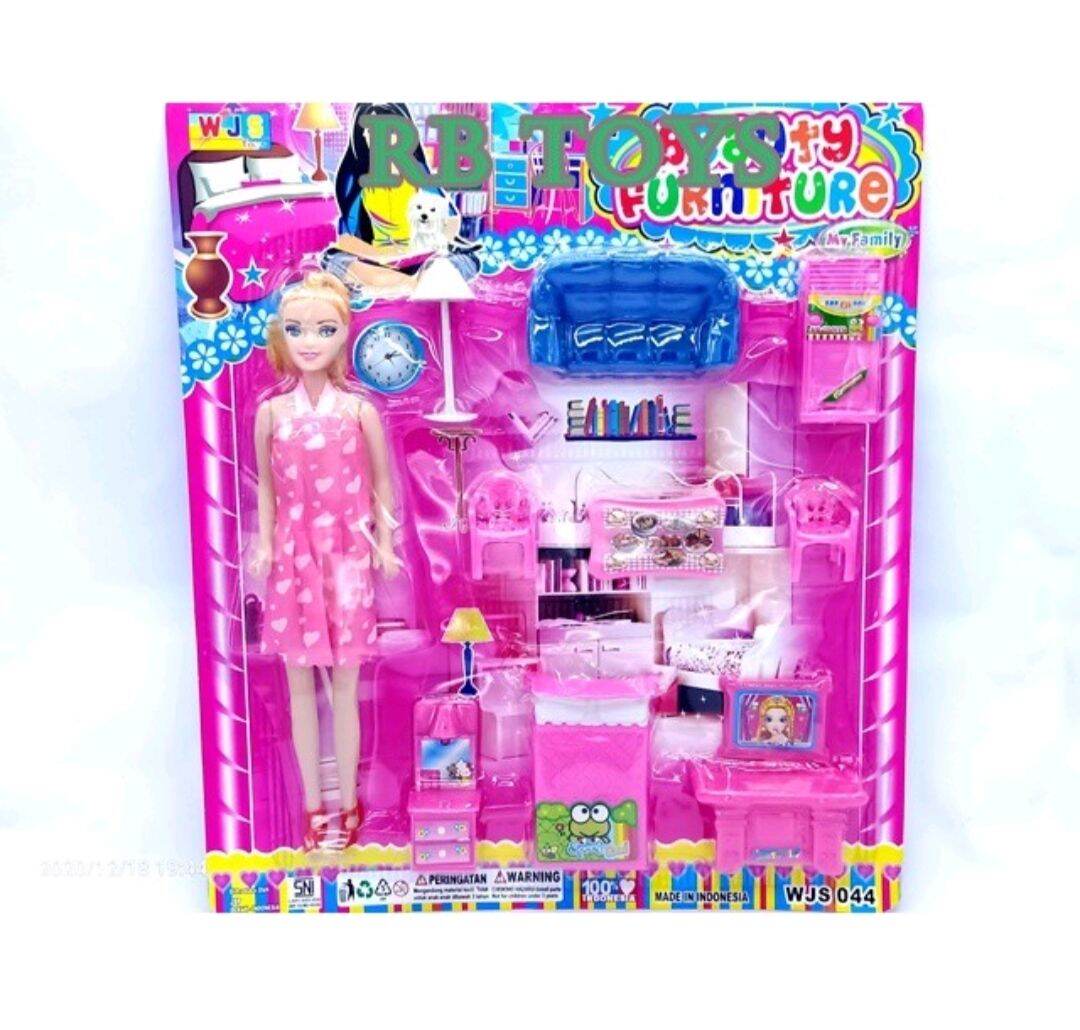 Mainan Anak Boneka Barbiee Plus Perabotan 044WJS Mainan Berbie ...