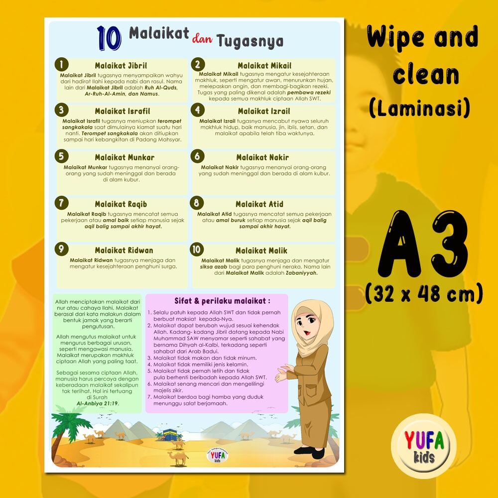143 poster mengenal 10 malaikat - Poster Edukasi Anak - Poster belajar anak - Poster wipe and ...