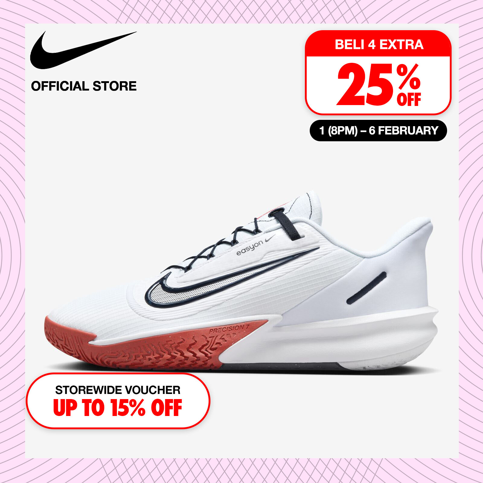 Nike Men's Precision 7 EasyOn Basketball Shoes - White [FN0324-100 ...