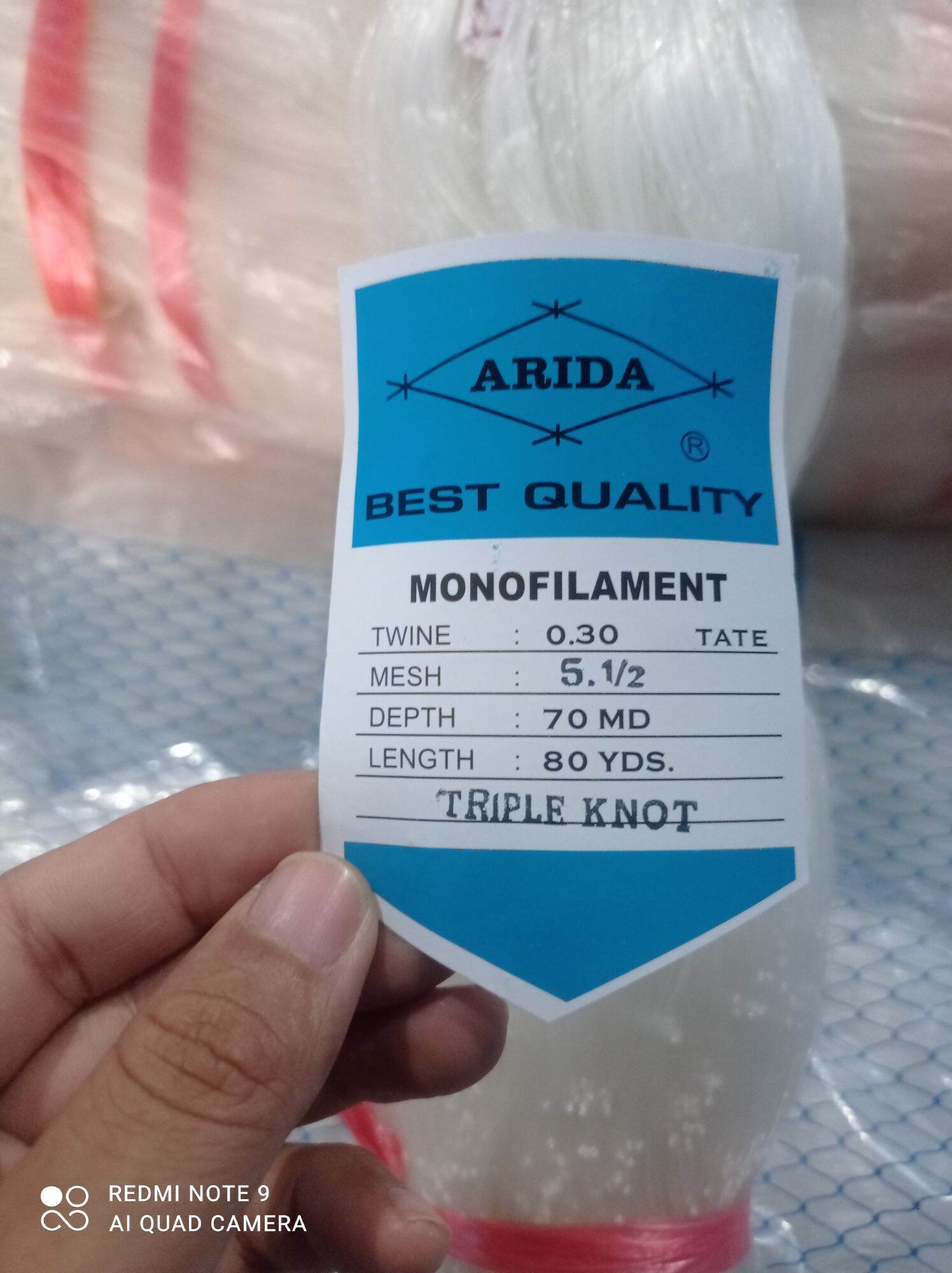 Jaring ikan arida 0.30 5½ inchi 70md/80yds tate triple knot 3 ikatan ...