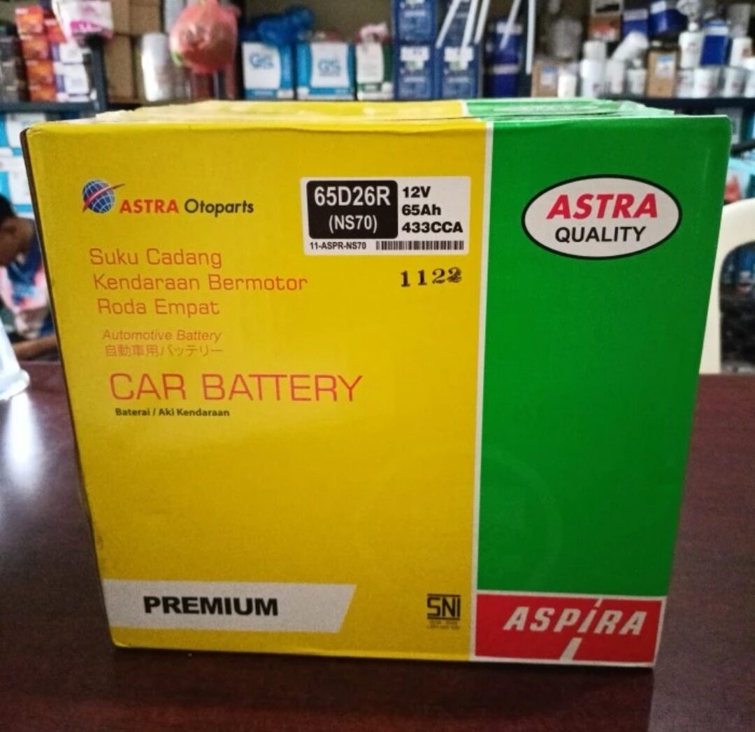 AKI BATERAI BASAH ASPIRA OTOPARTS ASTRA NS70/65D26R 65AH PANTHER COLT ...