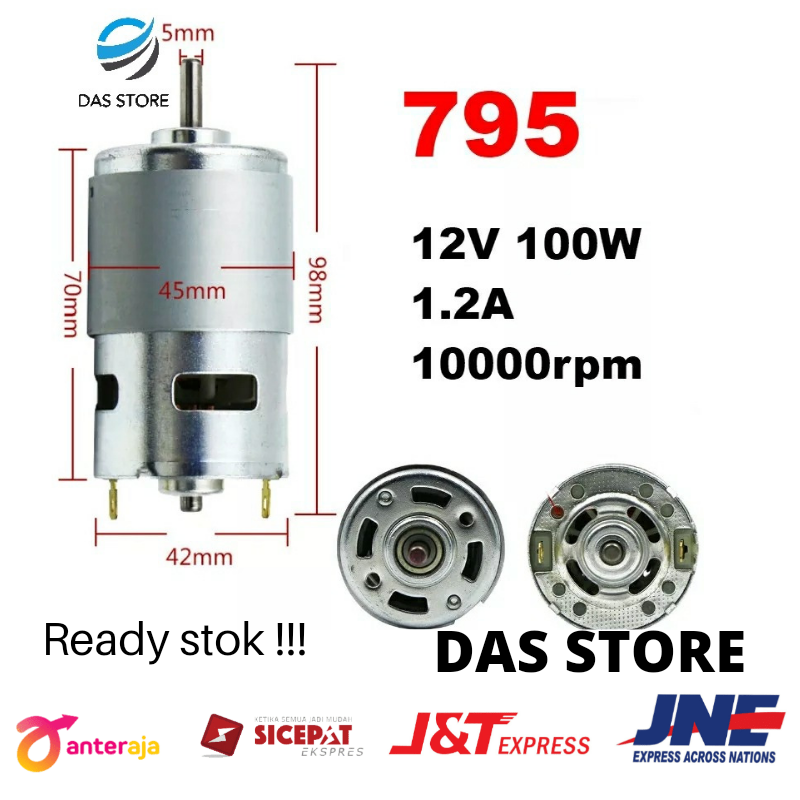 Dinamo DC motor 795 12v 10000 RPM High speed torque 100 W ball bearing ...
