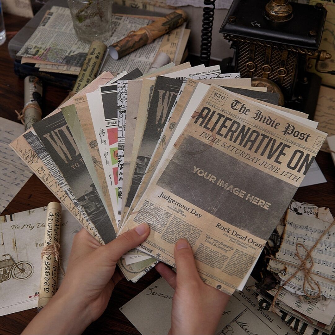 5 lembar kertas motif vintage dekorasi scrapbook bullet journal diary ...