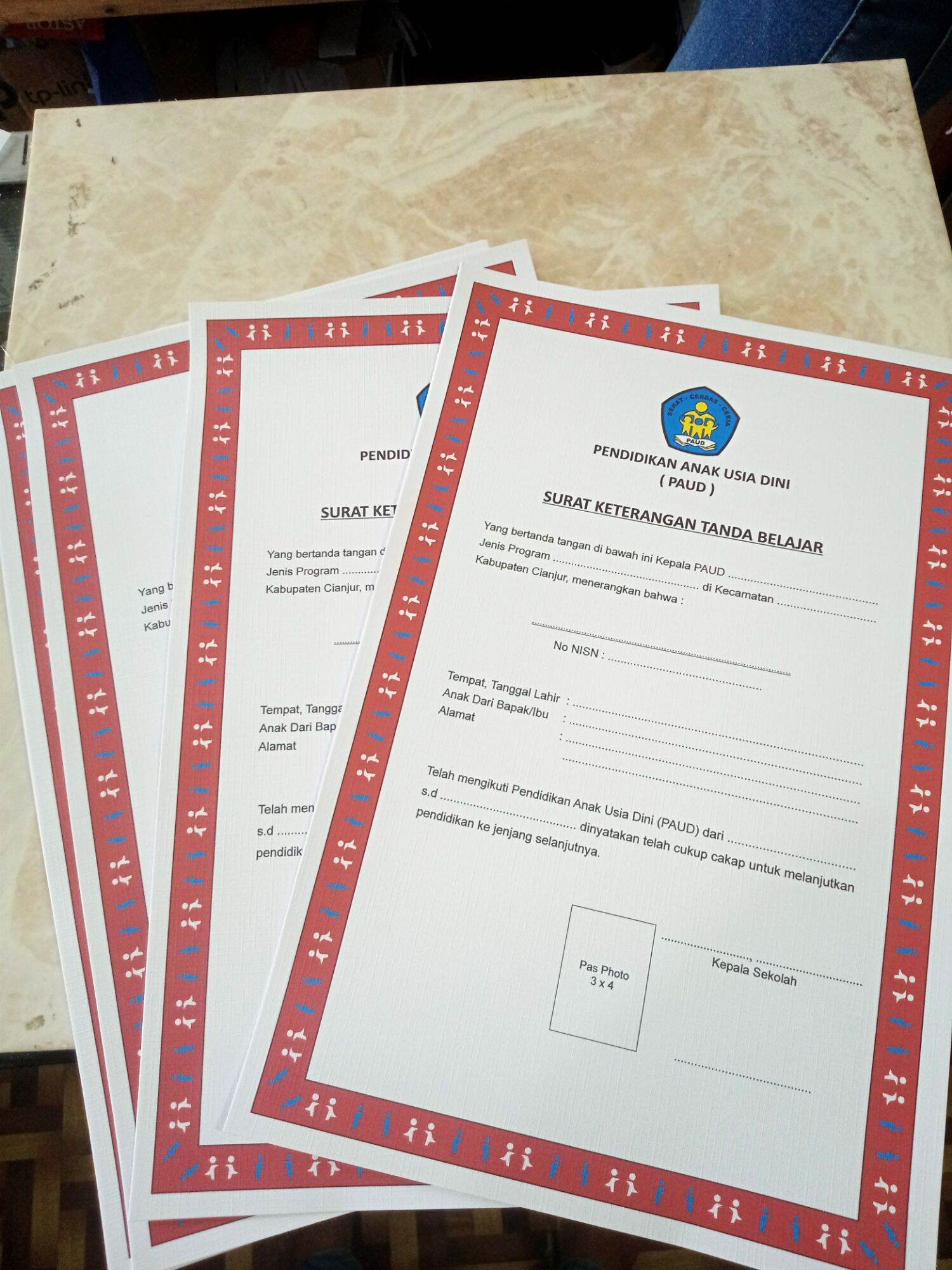 Cetak Piagam keLulusan minim order 5 pcs untuk paud / Tk / RA / STSB ...