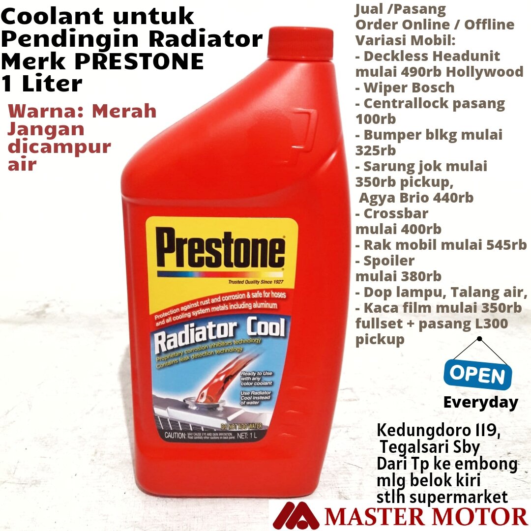 Air Radiator Coolant Prestone MERAH 1 Liter Cool Pendingin Panas Mesin ...
