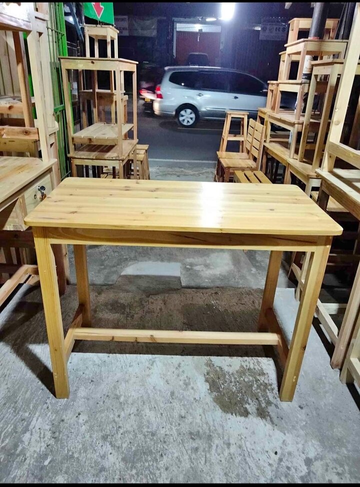meja makan meja cafe bahan full kayu ukuran P100×L50×T75cm | Lazada ...