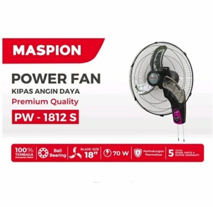 Power Wall Fan Maspion PW-1812 S | Kipas angin dinding 18" 1812S PW1812 ...