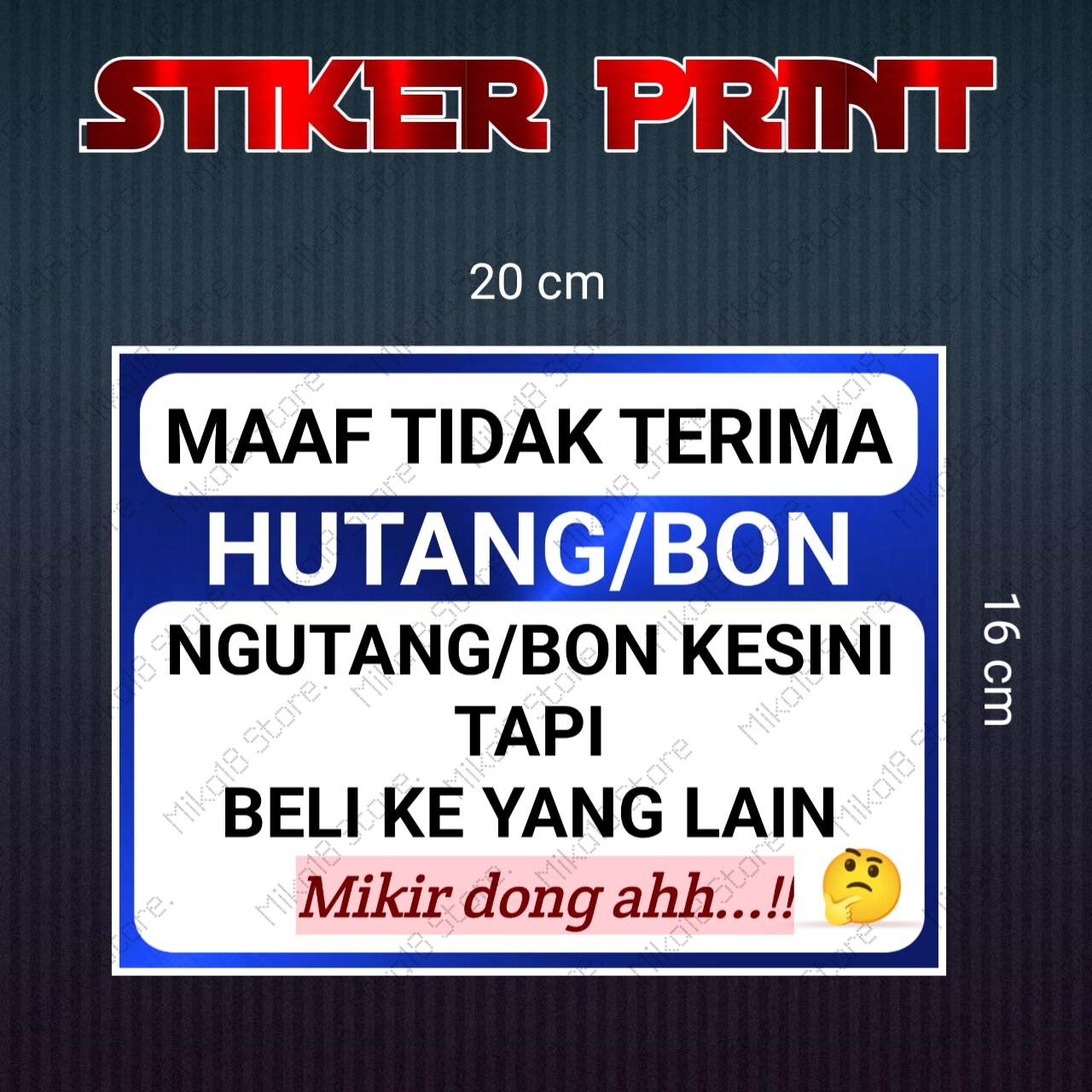 STIKER MAAF TIDAK TERIMA HUTANG ATAU BON | Lazada Indonesia