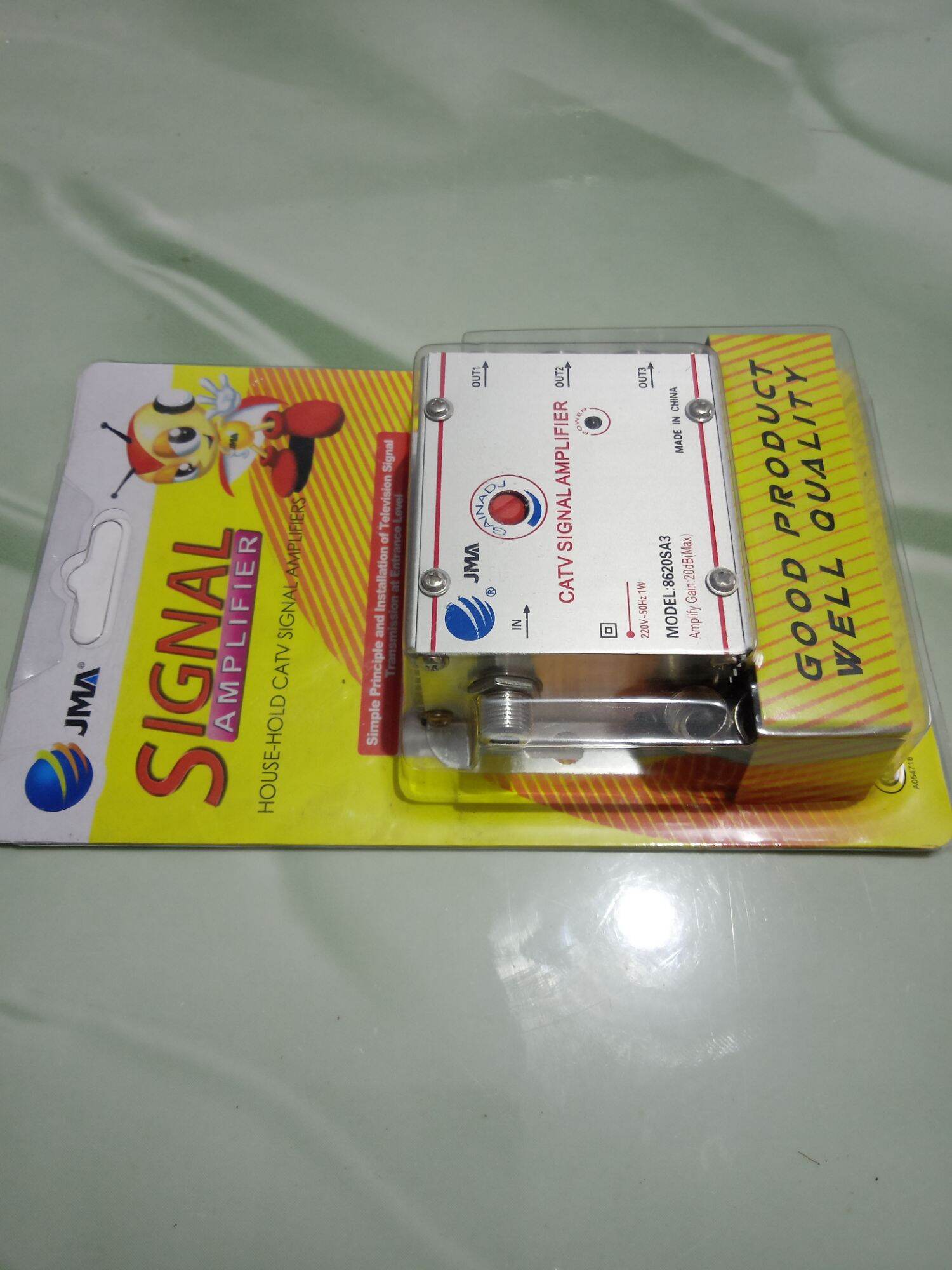 CATV Signal Amplifier Penguat Sinyal TV 20dB 3 way Booster Splitter 1-3 ...