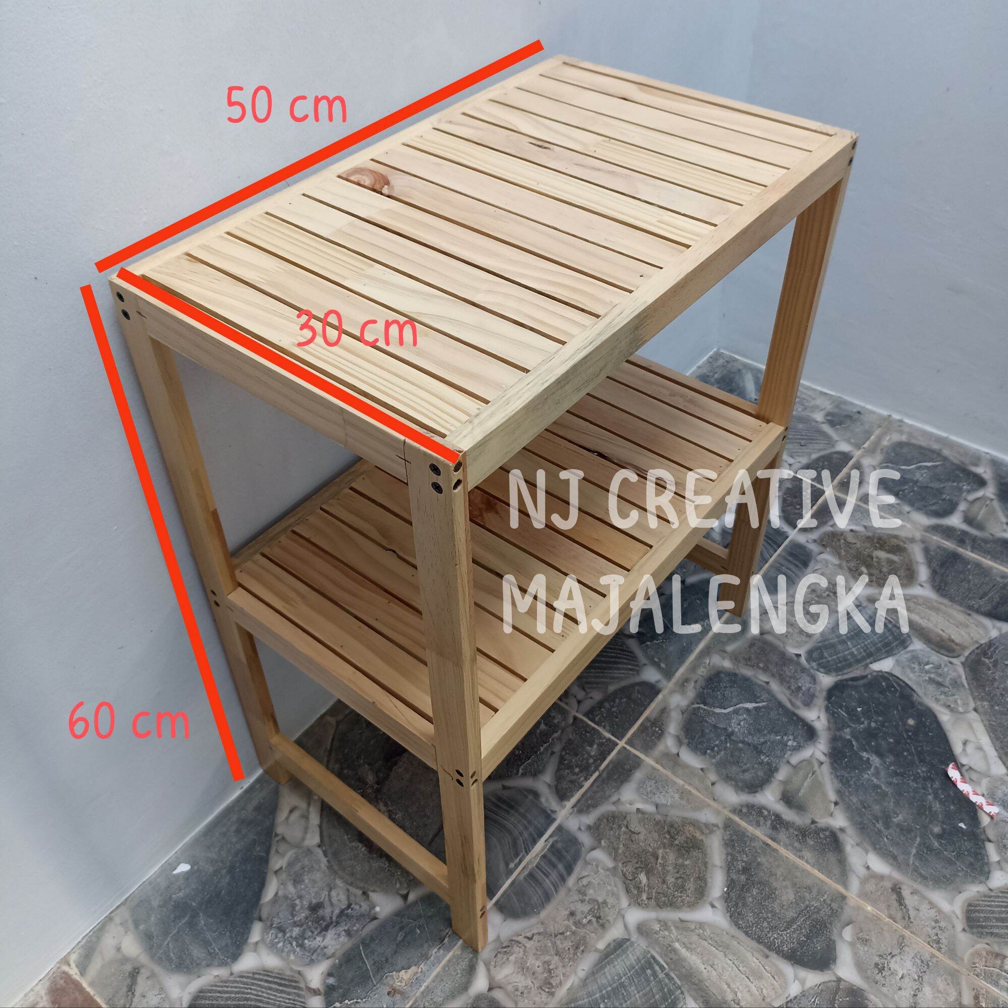 NJ Creative 50x30 tinggi 60 cm Meja Rak susun 2 tingkat Kayu Minimalis ...