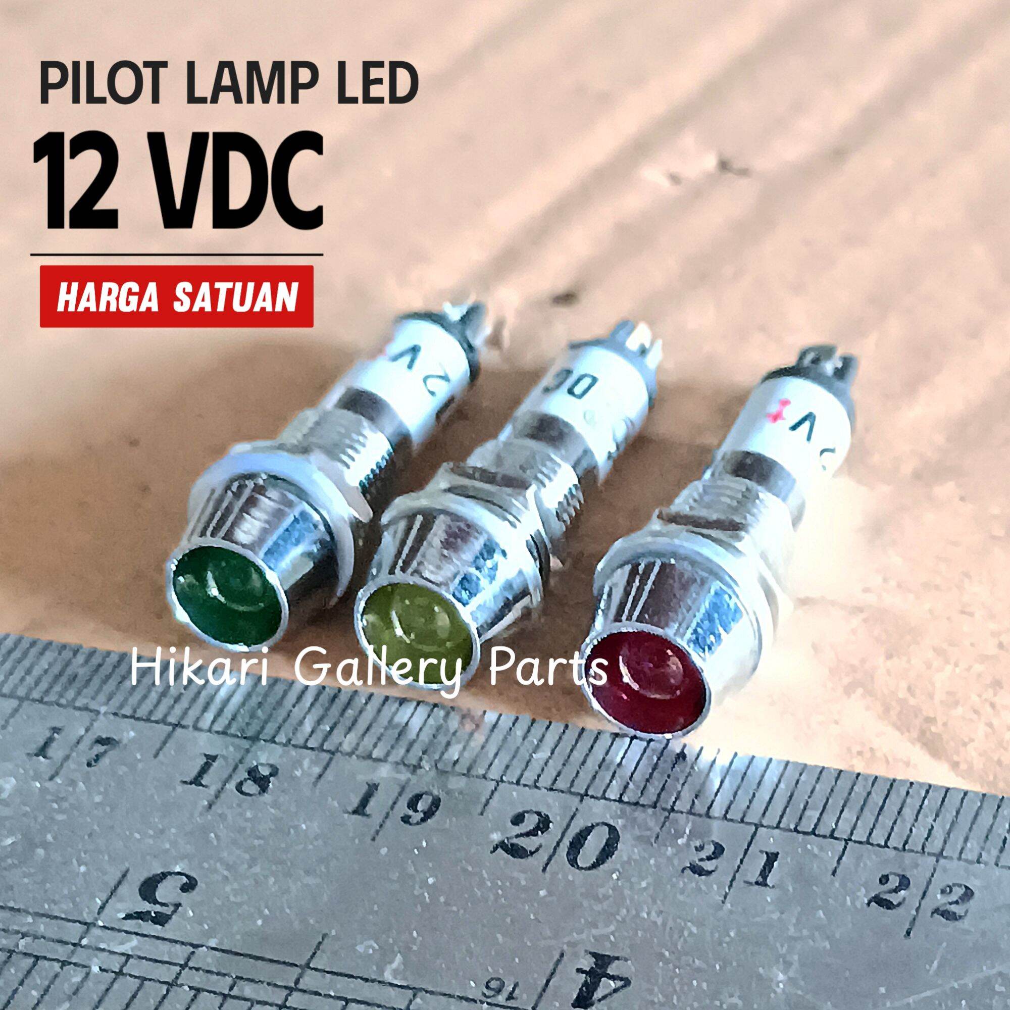 1 buah PILOT LAMP LED 12 VDC 12V besi drat 8mm 12 volt DC Pilot Lampu LED 12volt 12vdc 8mm drat ...