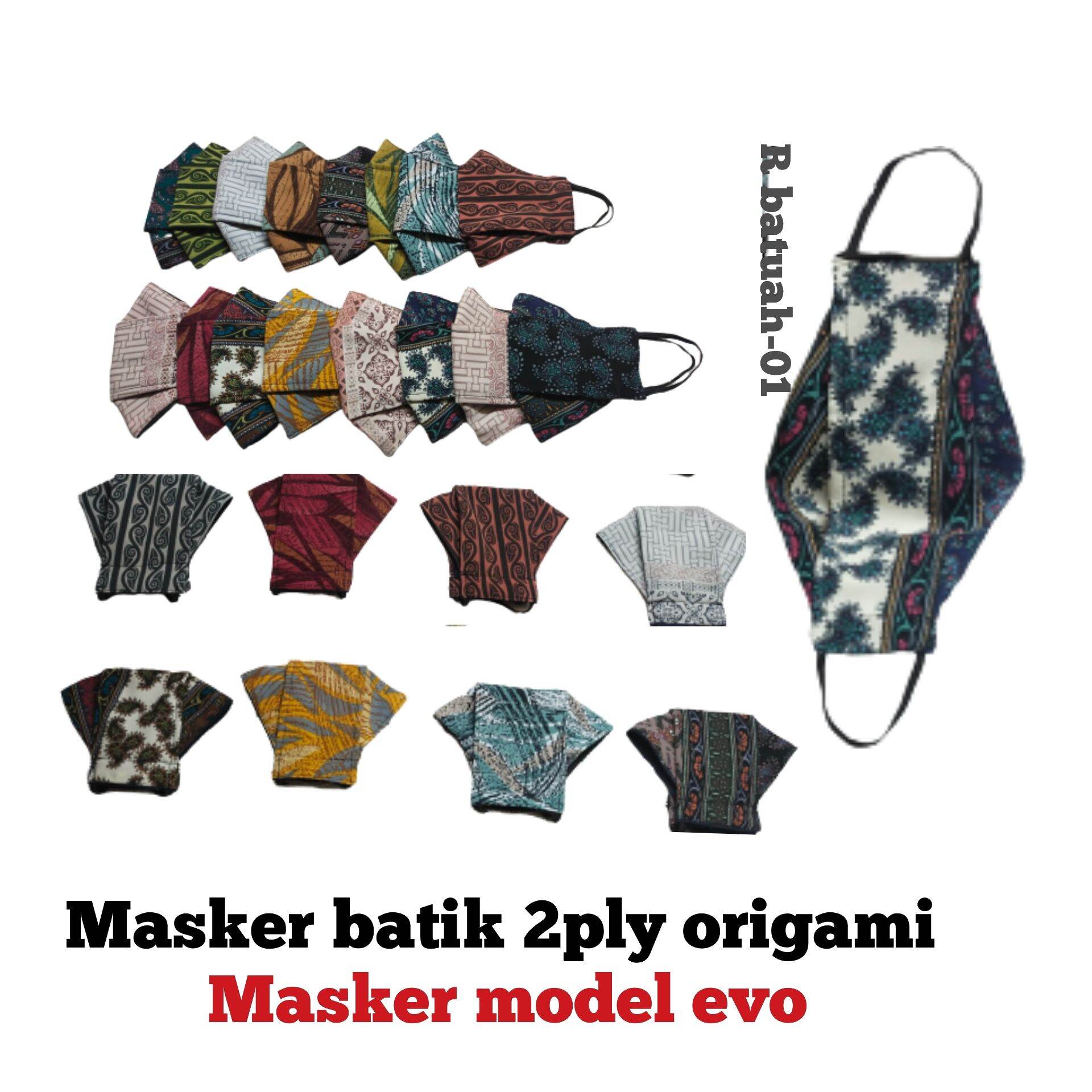 masker kain Evo batik 2ply/masker motif batik 2 lapis/masker Evo karet ...