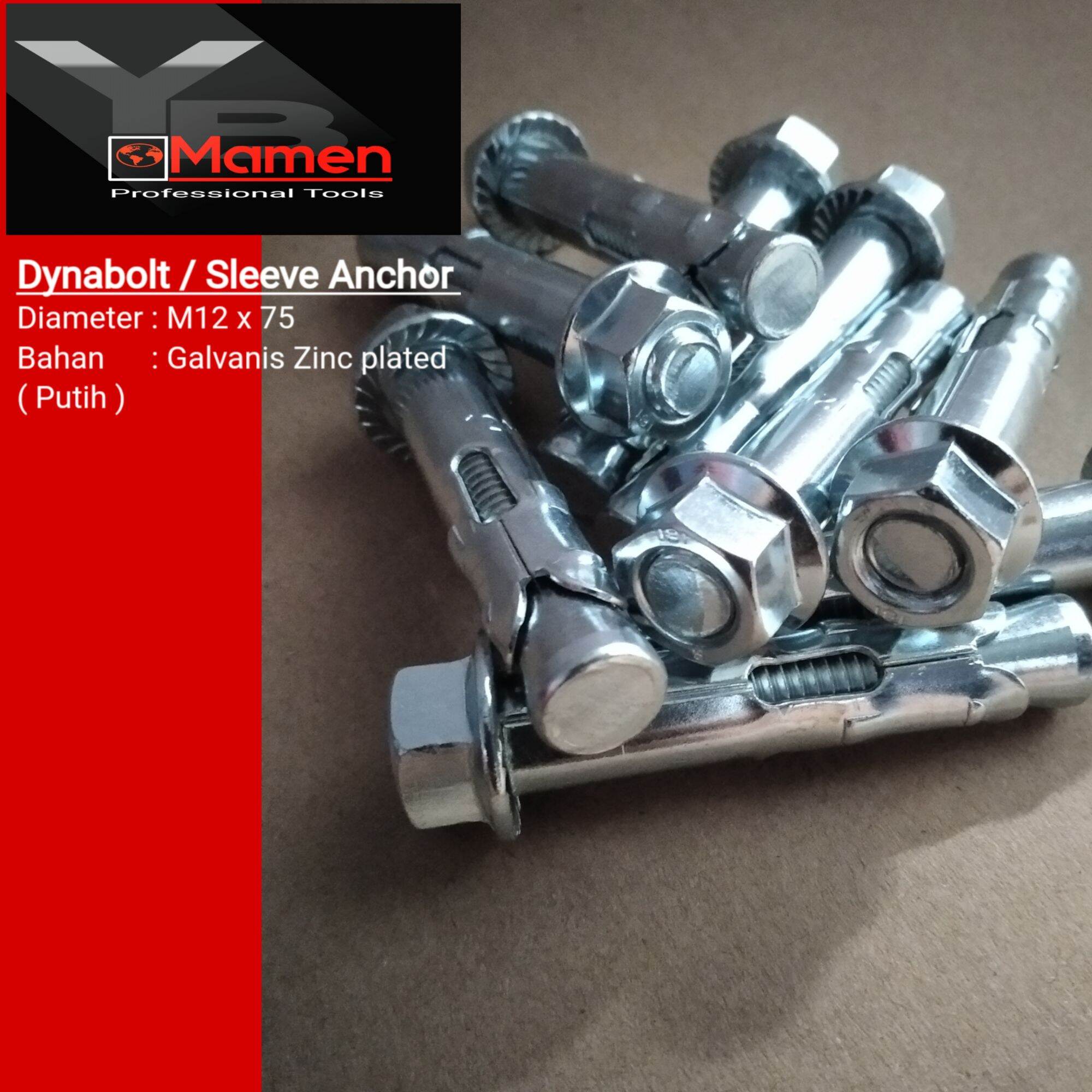 Dynabolt M12 x75 / Sleeve Anchor M12x75 galvanis putih | Lazada Indonesia