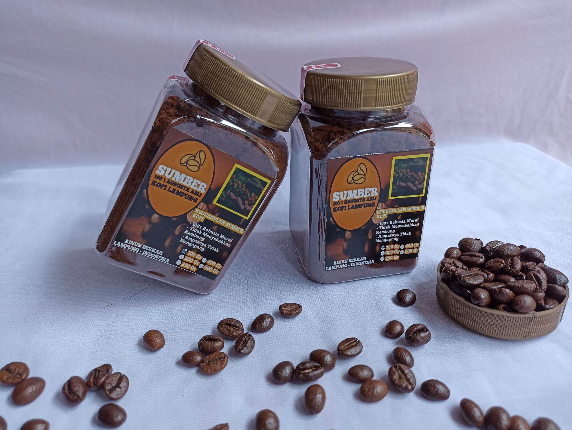 Kopi Robusta Lampung Kemasan Toples 300 ML {Paket Isi 4 X 100 gram ...