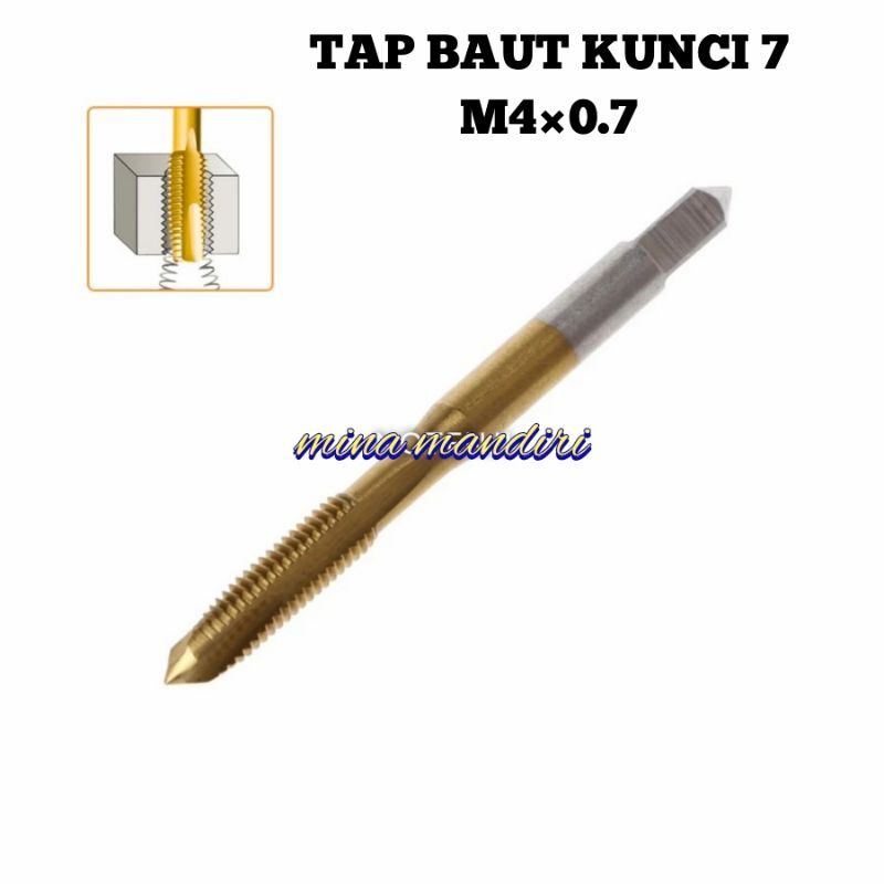 tap.hand tap.tap coating kuning.tap baut kunci 7. M4×0.7 hss-e cocok ...