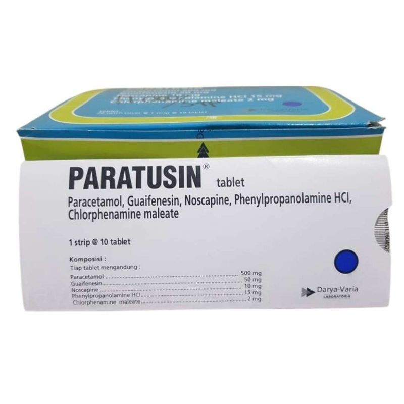 PARATUSIN 10 TABLET 1 STRIP PARACETAMOL GUAIFENESIN NOSCAPINE OBAT FLU ...
