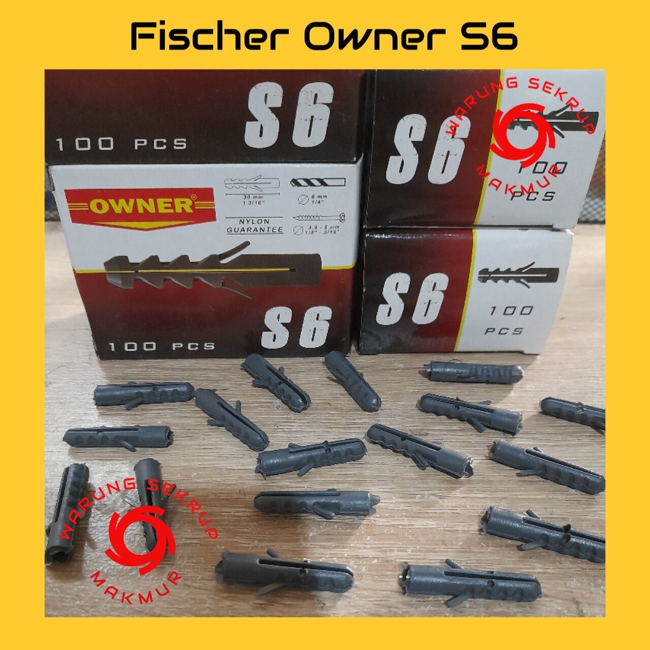 (1 Box) Fischer S6 / Fisher Skrup 6mm / Fiser Tembok S6 (100 pcs ...