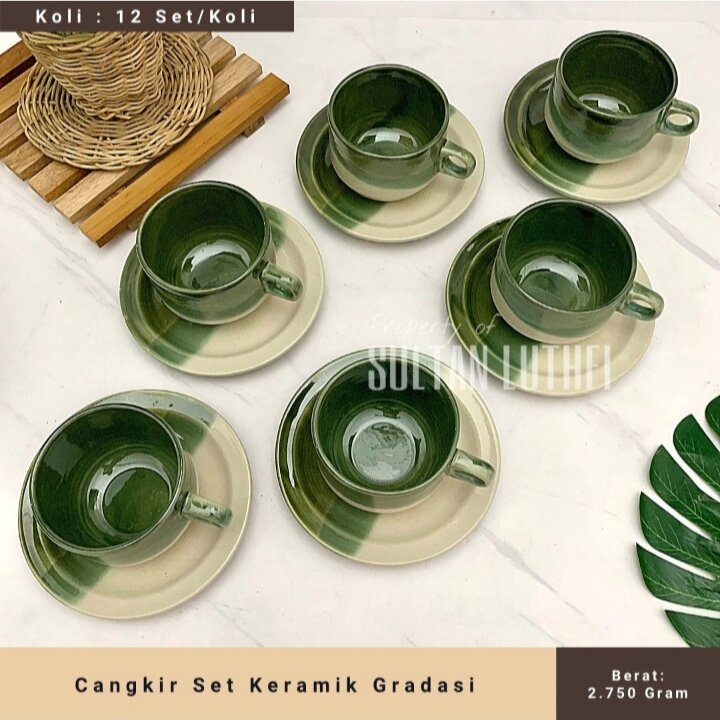 Cangkir Set Keramik Gradasi 12 Pcs | Lazada Indonesia