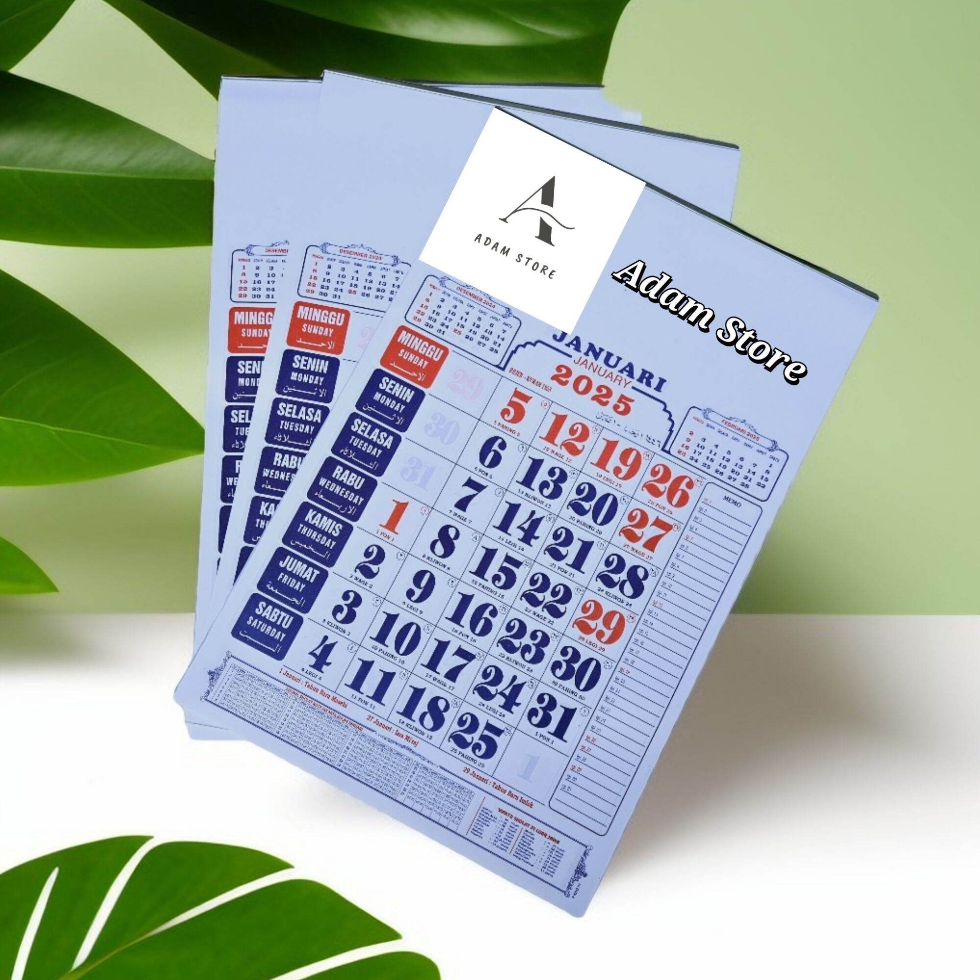 Kalender kerja angka tahun 2025 BO versi arab uk 32x48cm 12 lembar x 1 ...