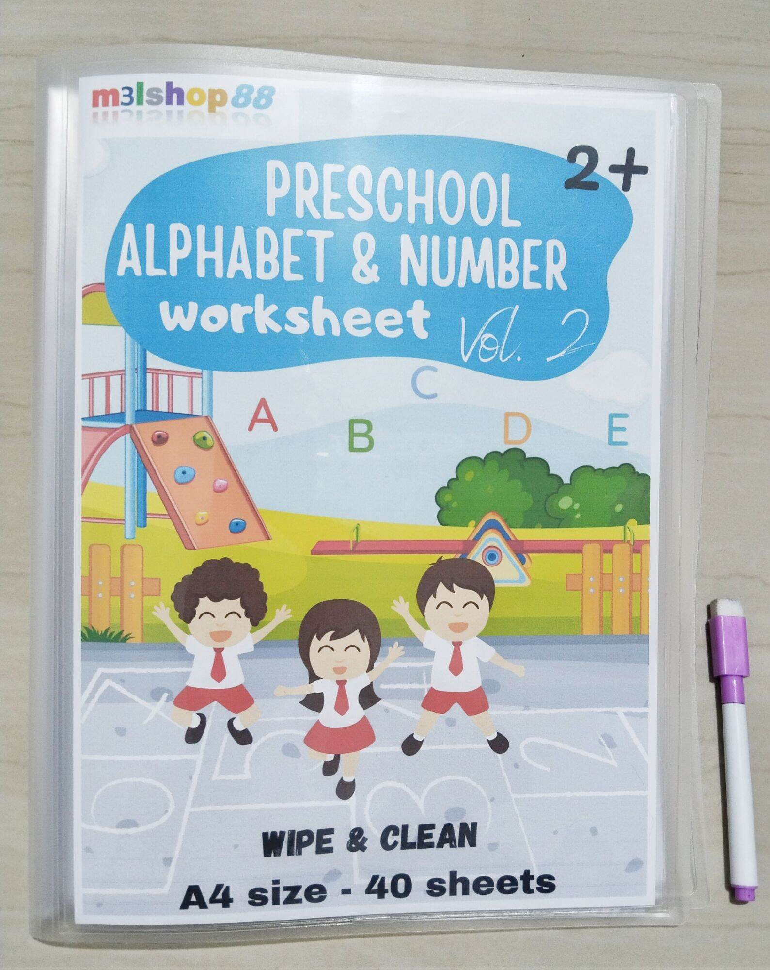 Worksheet preschool alphabet & number 2+ vol 2 | Lazada Indonesia