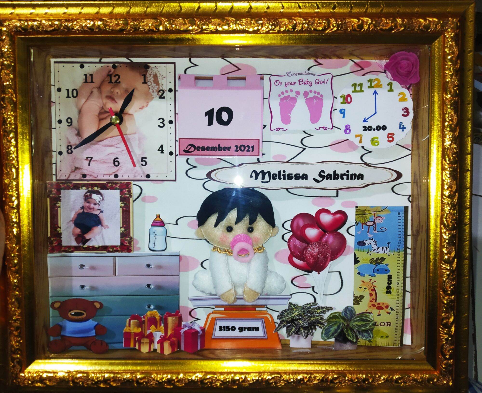 Kado Lahir Bayi, Kado kelahiran bayi, kado new born, frame kaca 3D ...